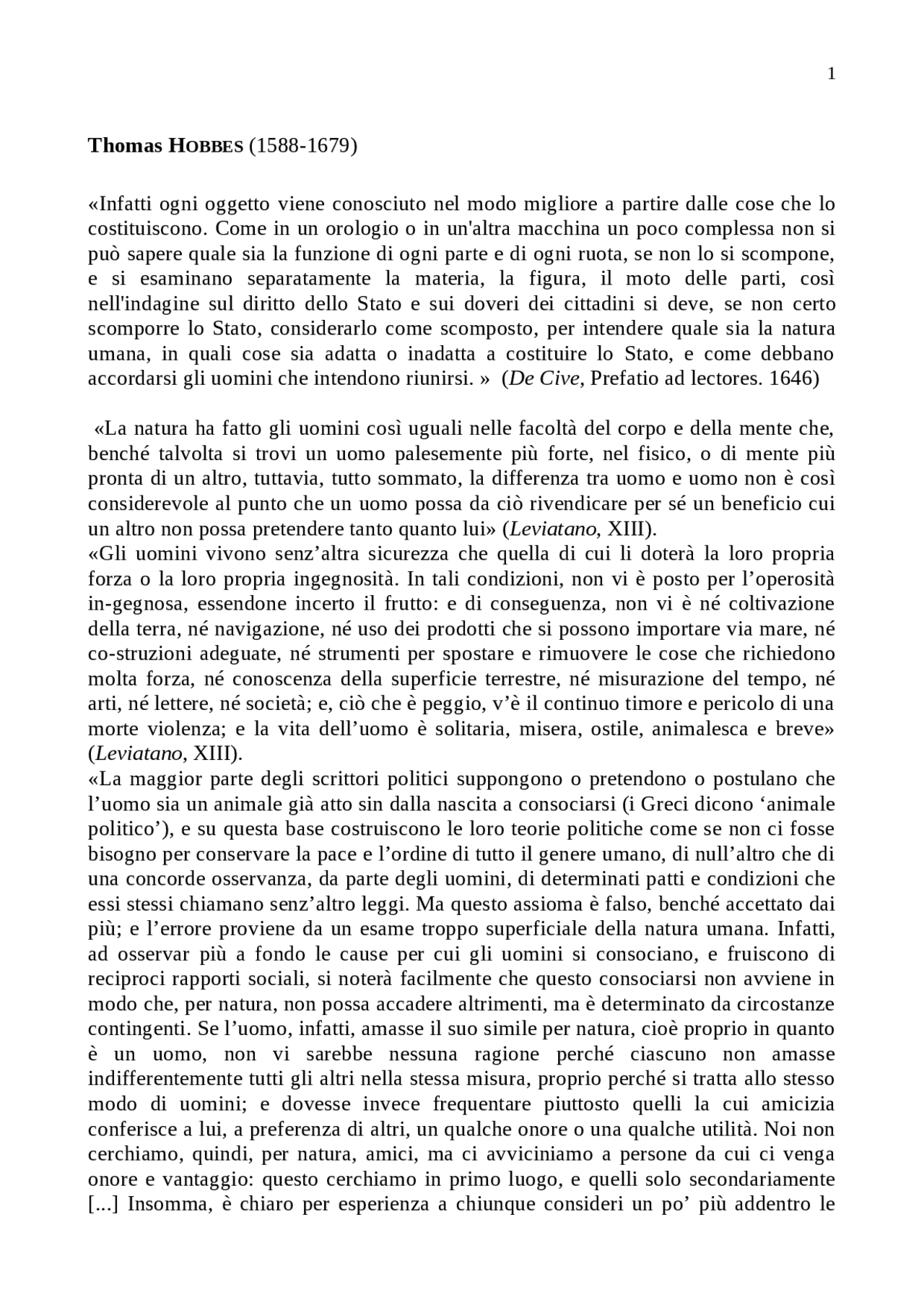 Thomas Hobbes Leviatano Docsity