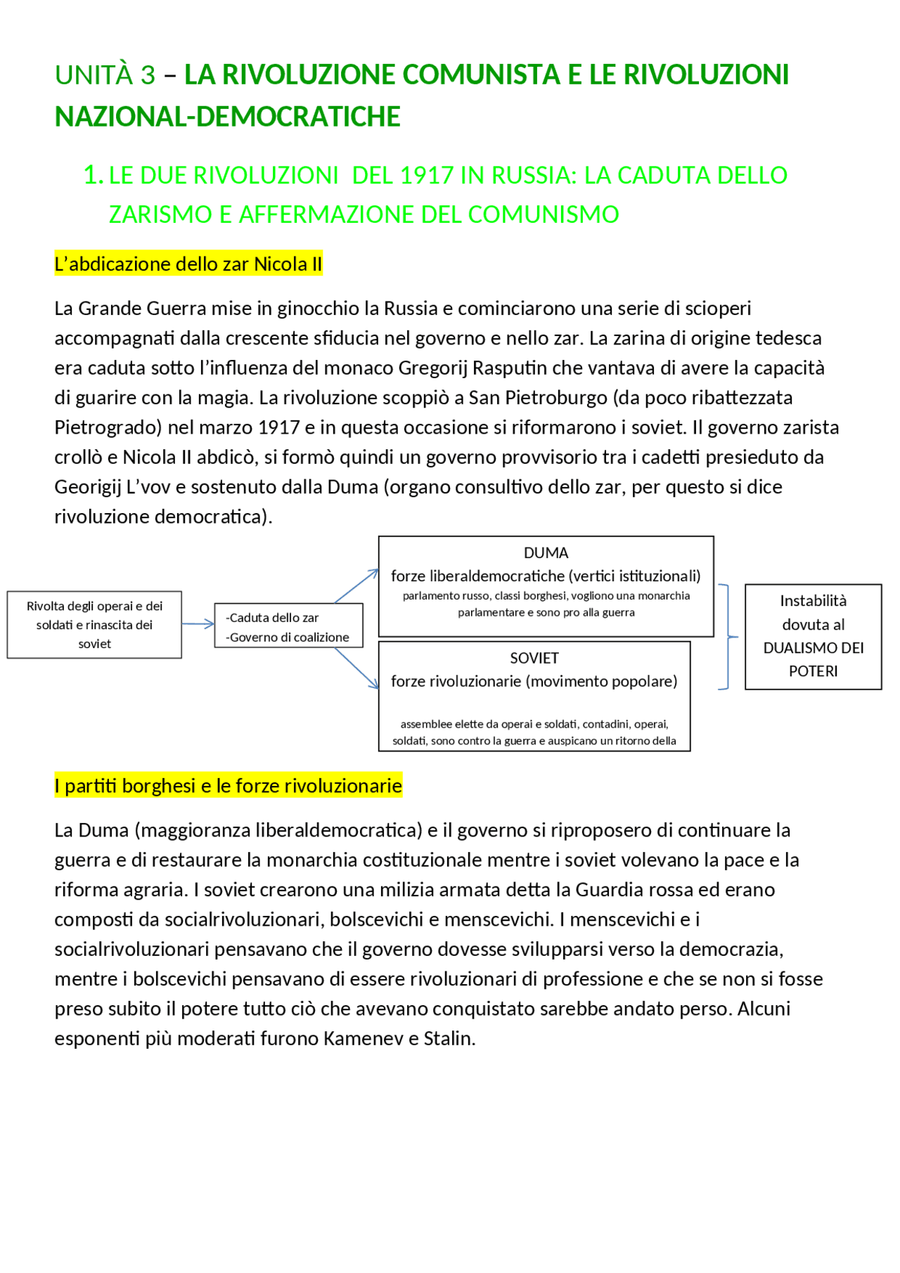 Riassunto Rivoluzione Russa Docsity