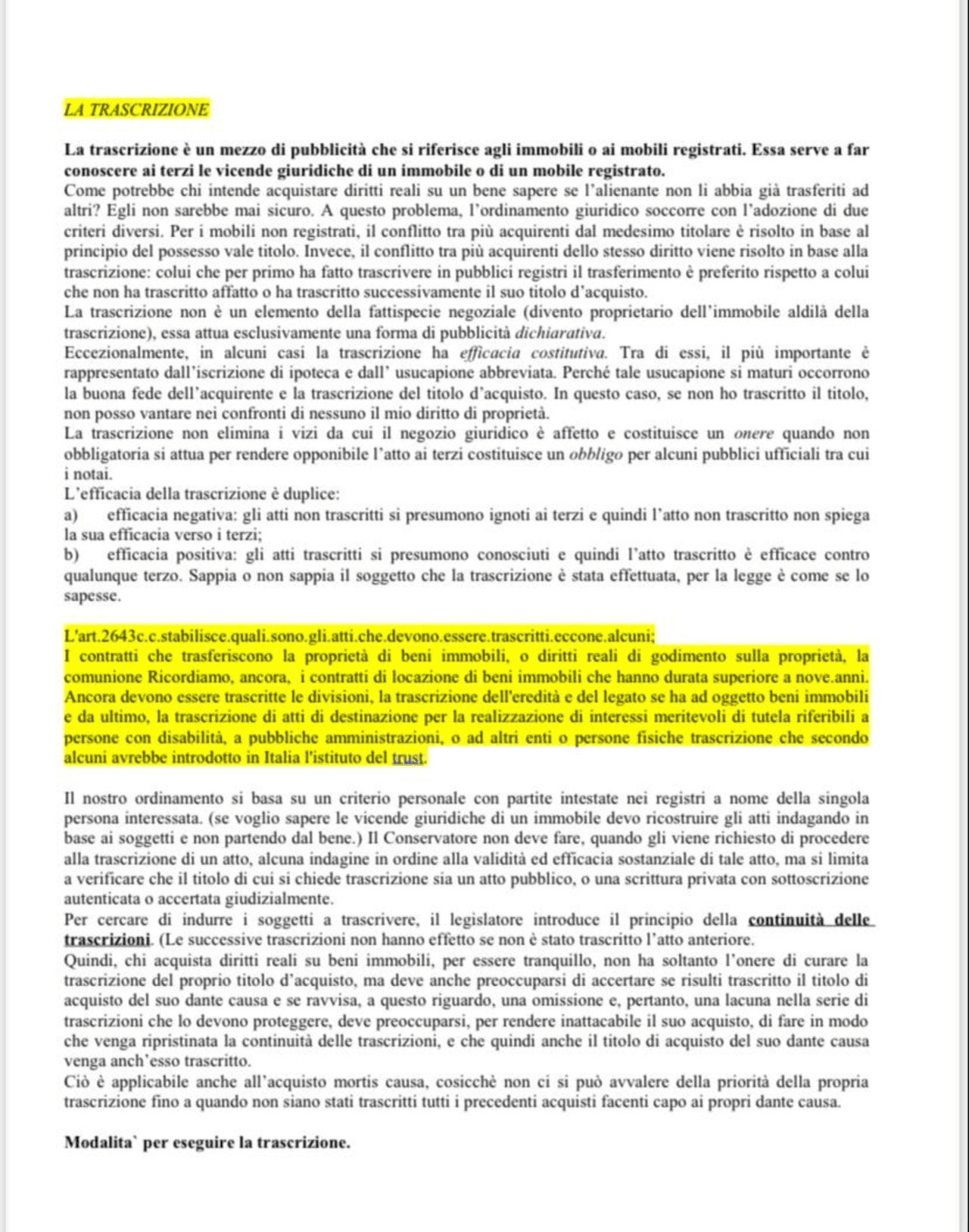 La Trascrizione E Annotazione Dispense Di Diritto Privato Docsity