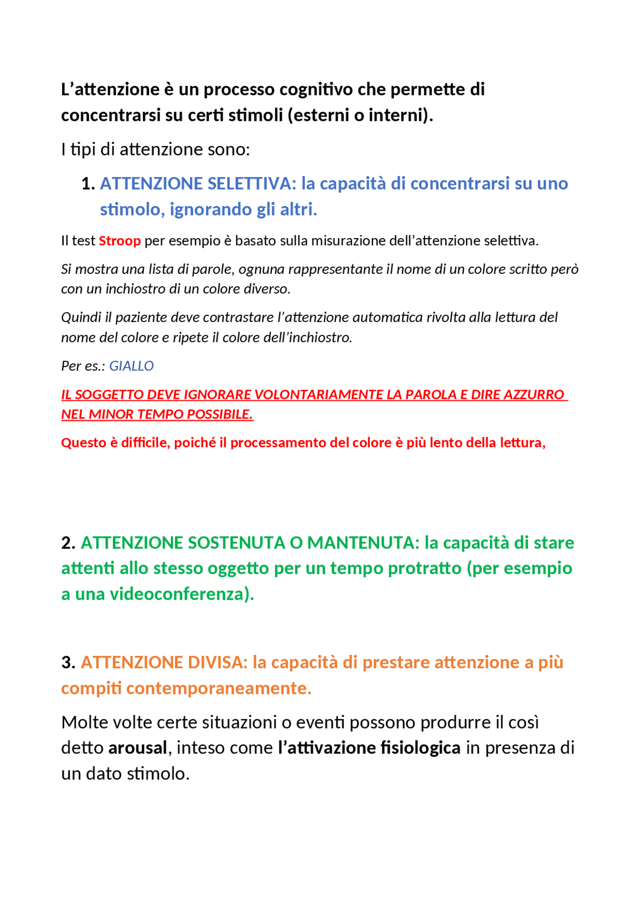 Attenzione Generale N Breve Docsity