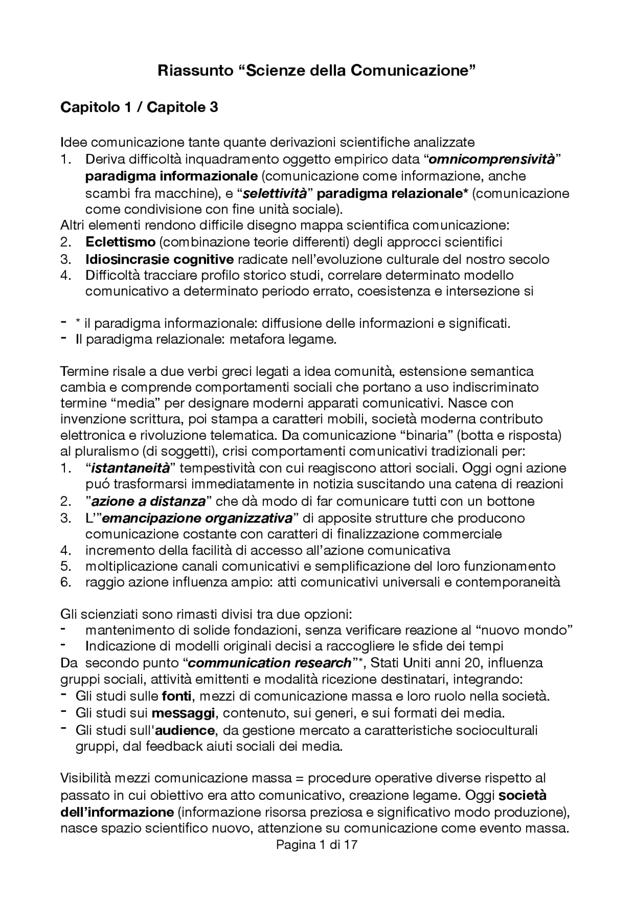Riassunto Le Scienze Della Comunicazione Docsity