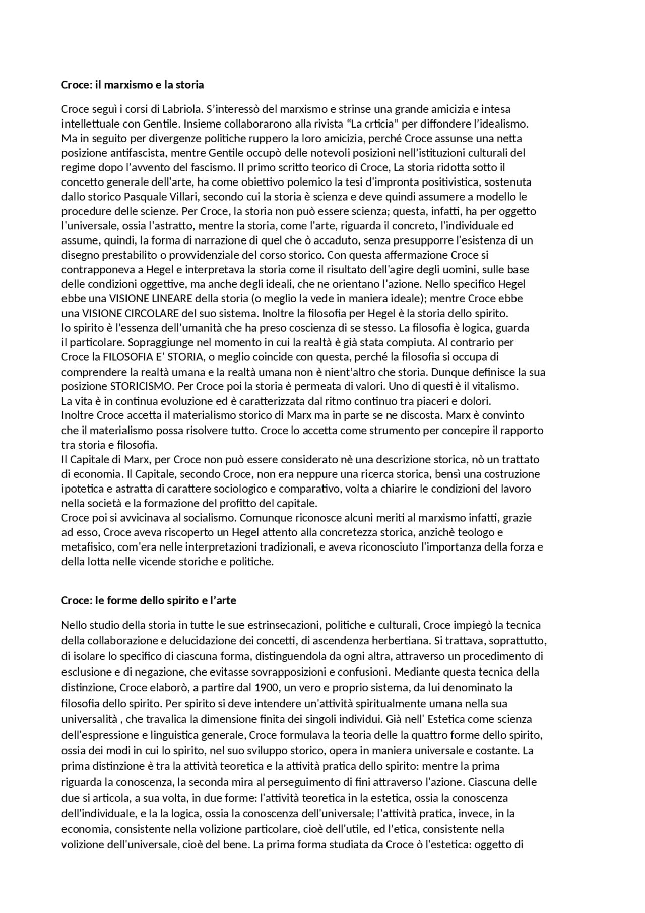 Appunti Di Filosofia Croce Docsity