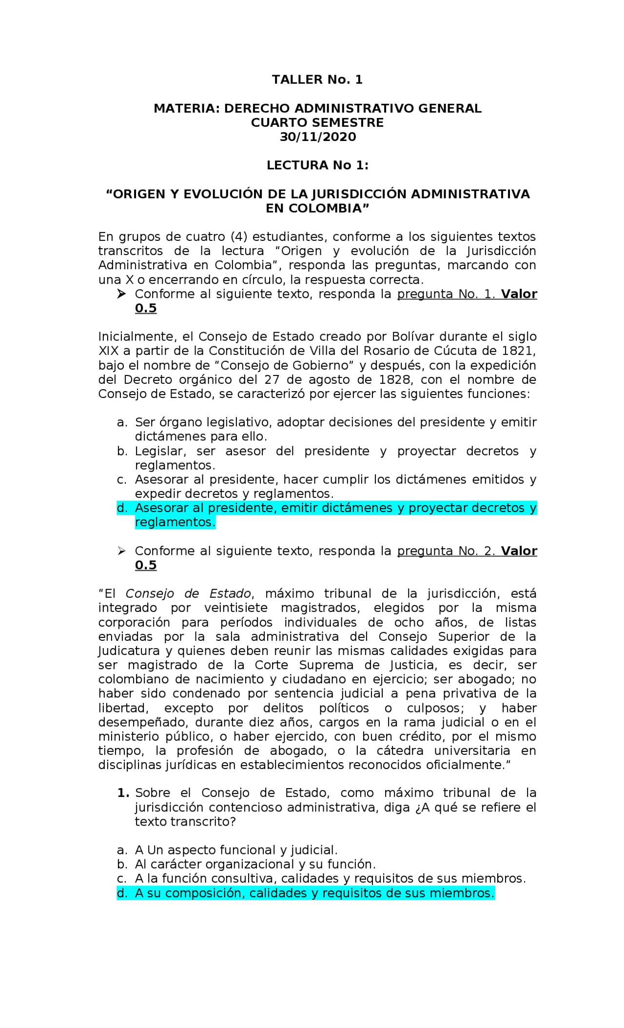 Taller Derecho Administrativo Docsity