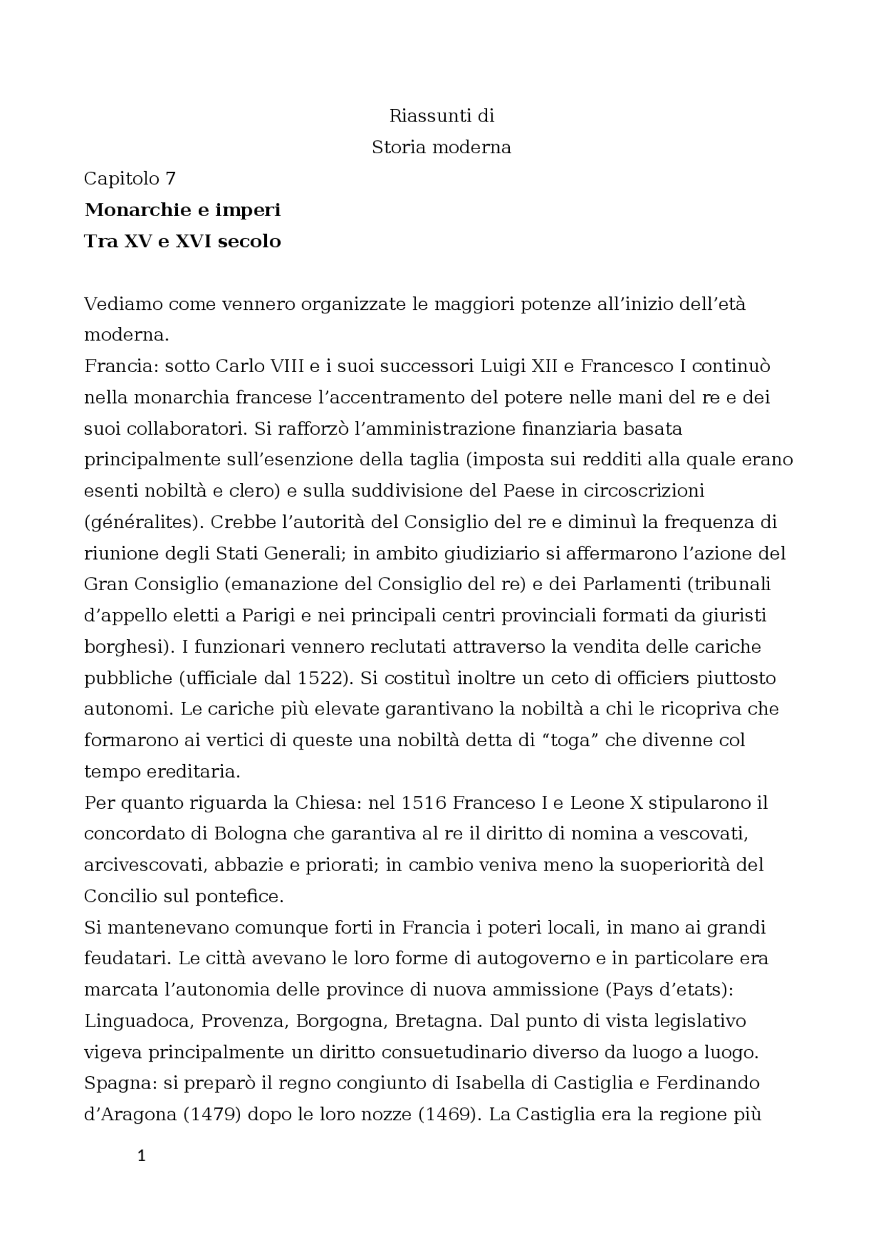 Riassunti Di Storia Moderna Dal Manuale Di Carlo Capra Da Cap7 A Cap