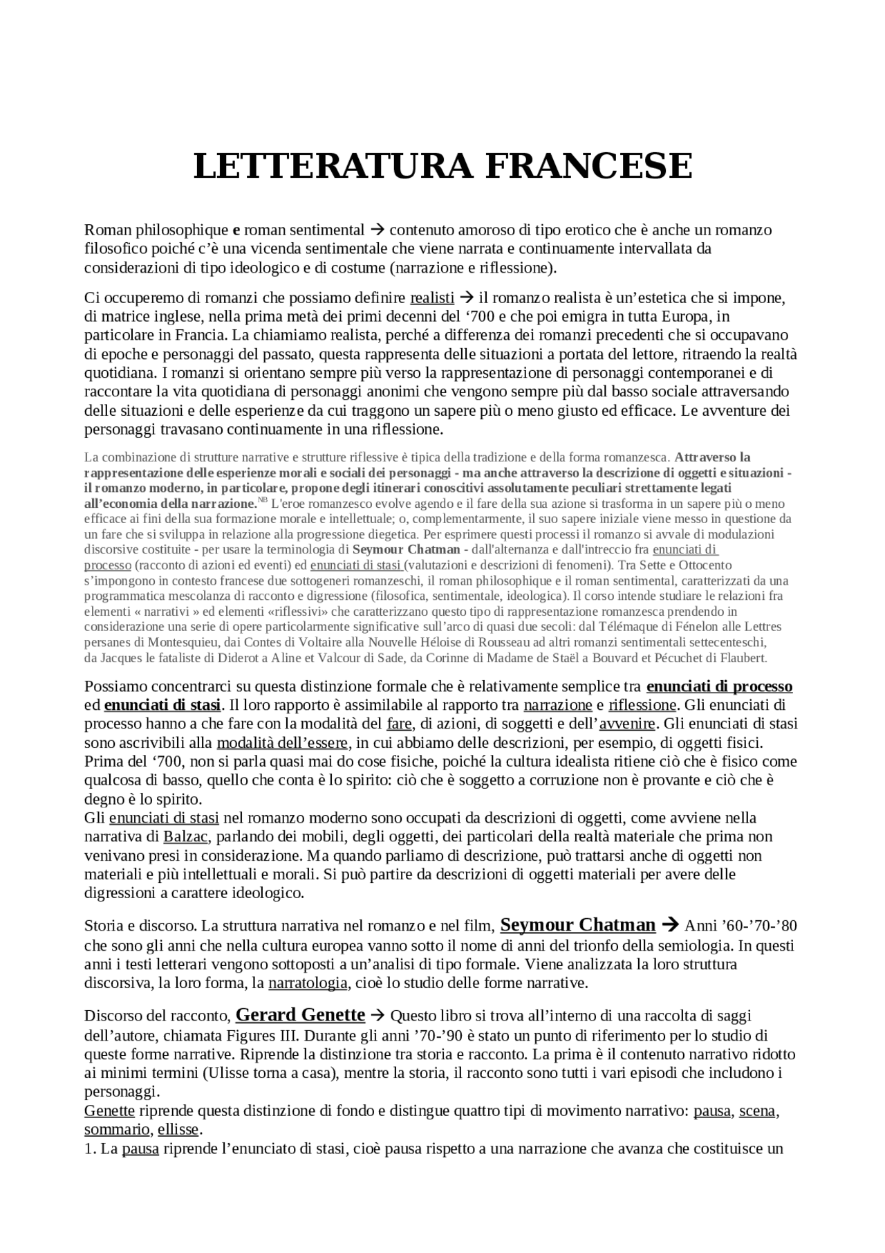 Appunti Letteratura Francese Docsity