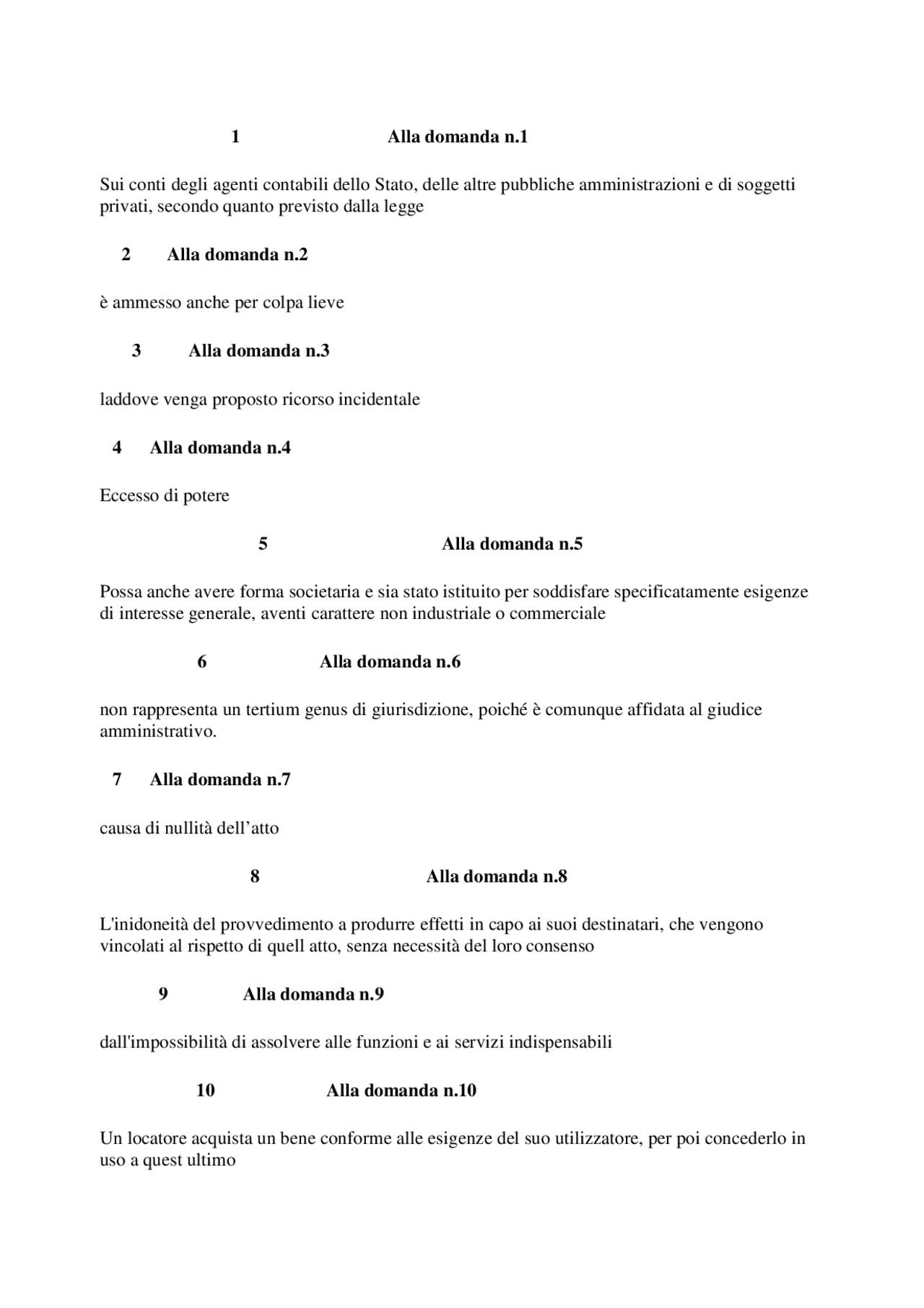 Risposte esame diritto amministrativo - Docsity