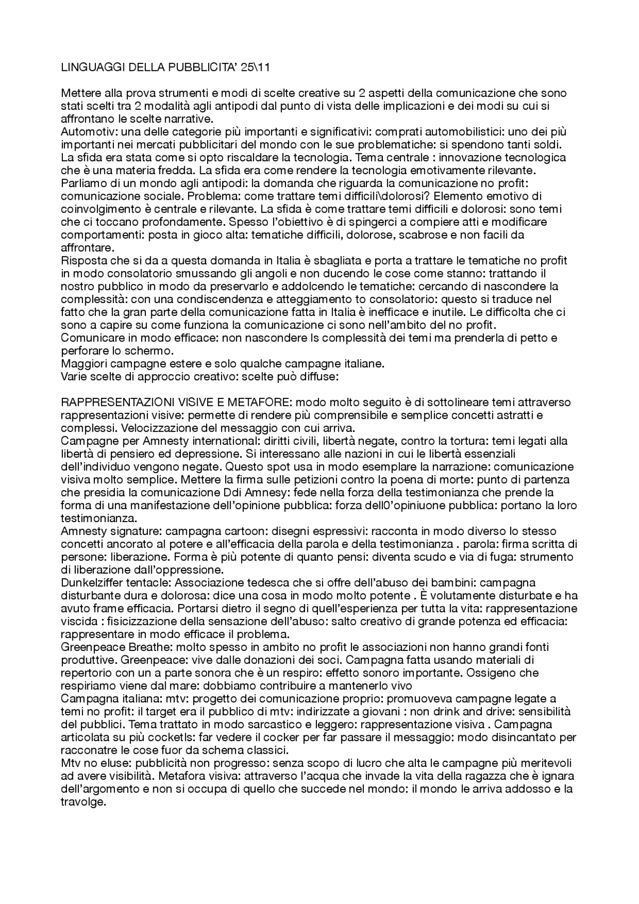 Linguaggi Della Pubblicità 2511 Docsity