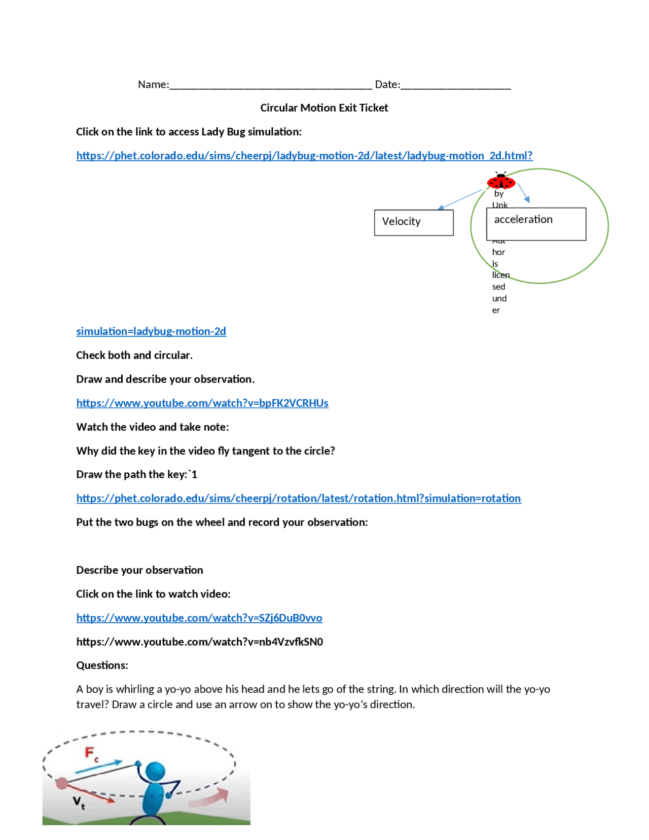 Circular Motion And Examples Docsity