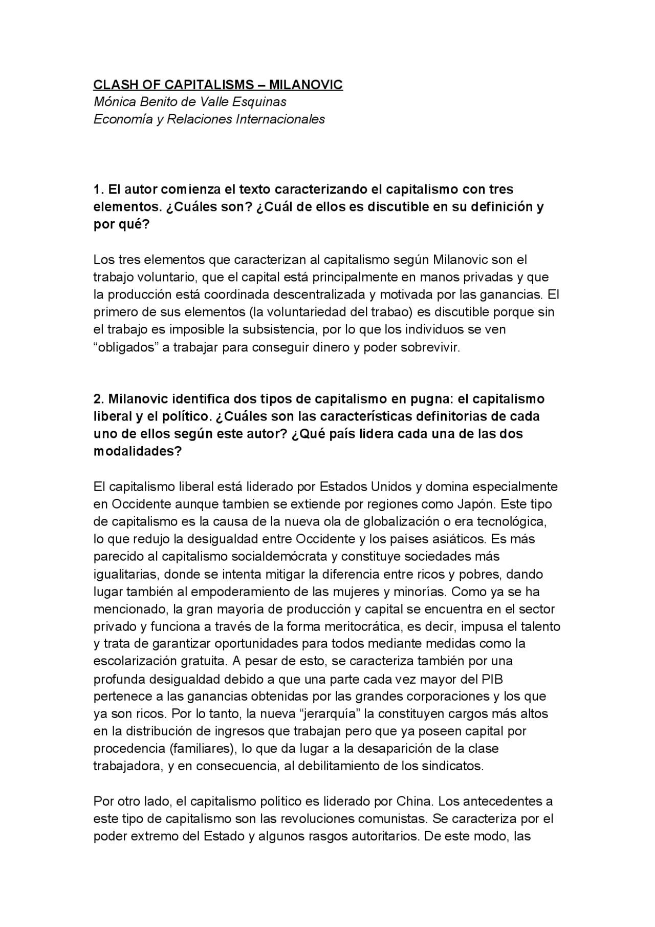 Ensayo Clash Of Capitalism Docsity