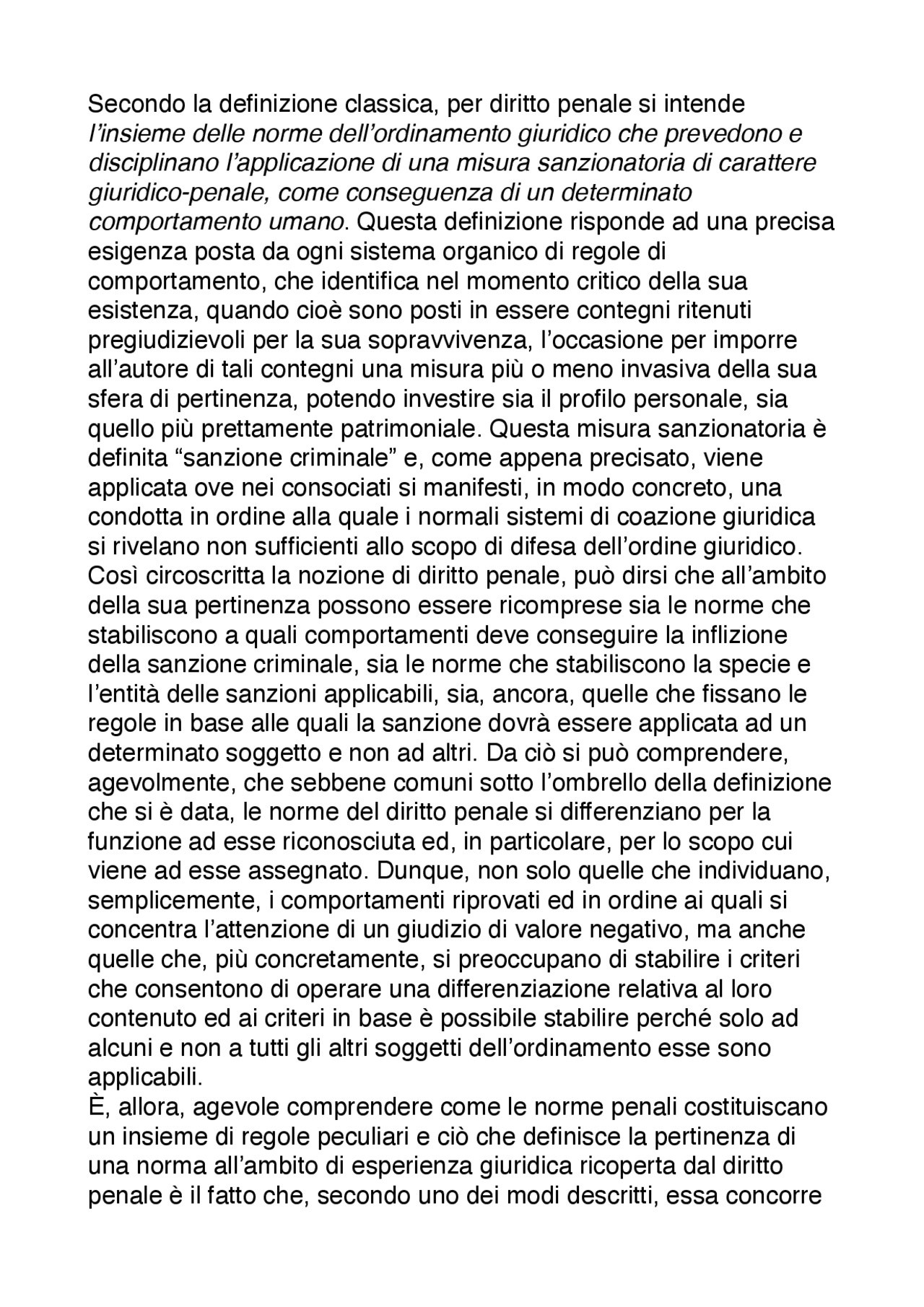 LA NOZIONE DI DIRITTO PENALE - Docsity