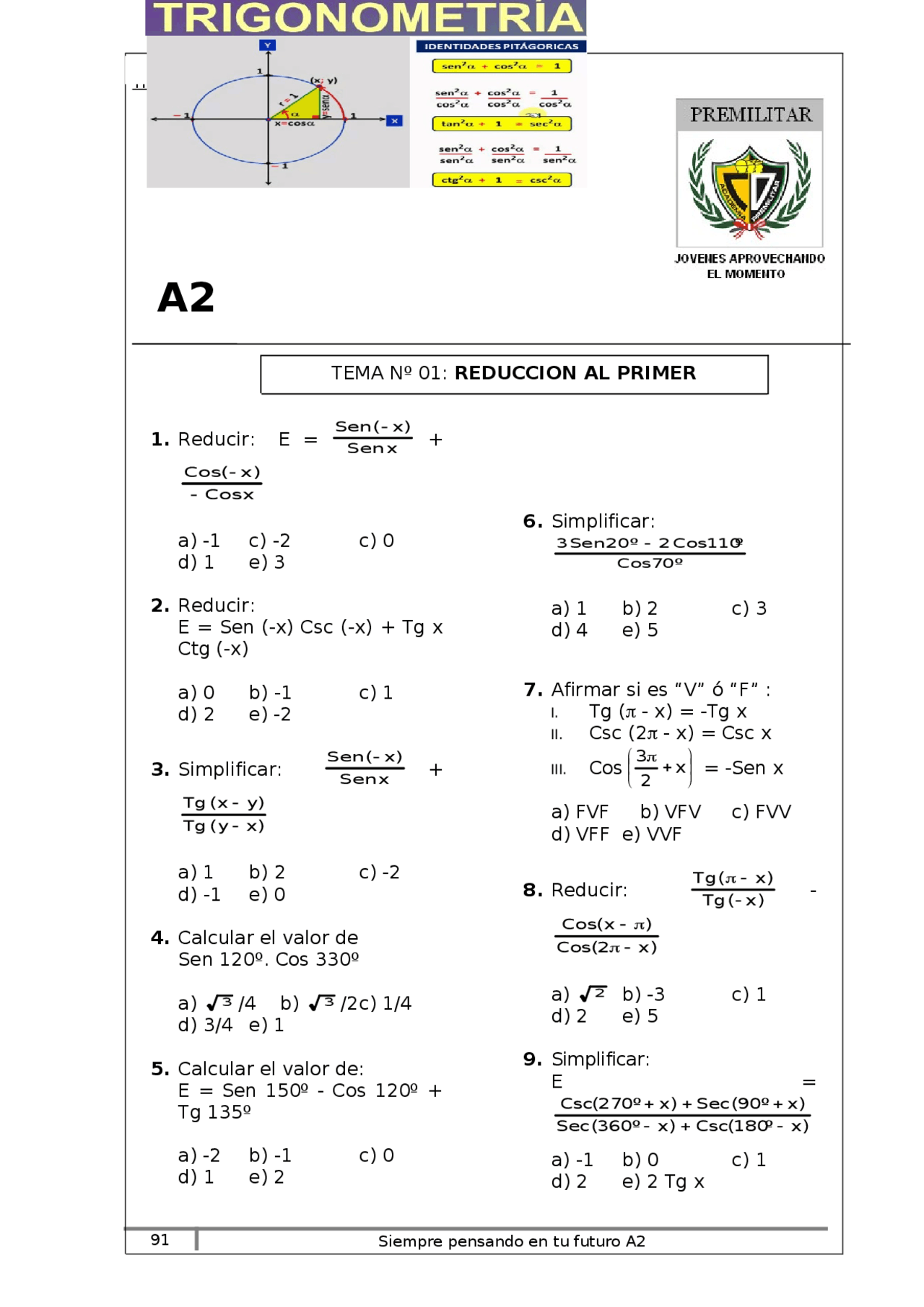 Trigonometria teoria y practica | Ejercicios de Matemáticas - Docsity
