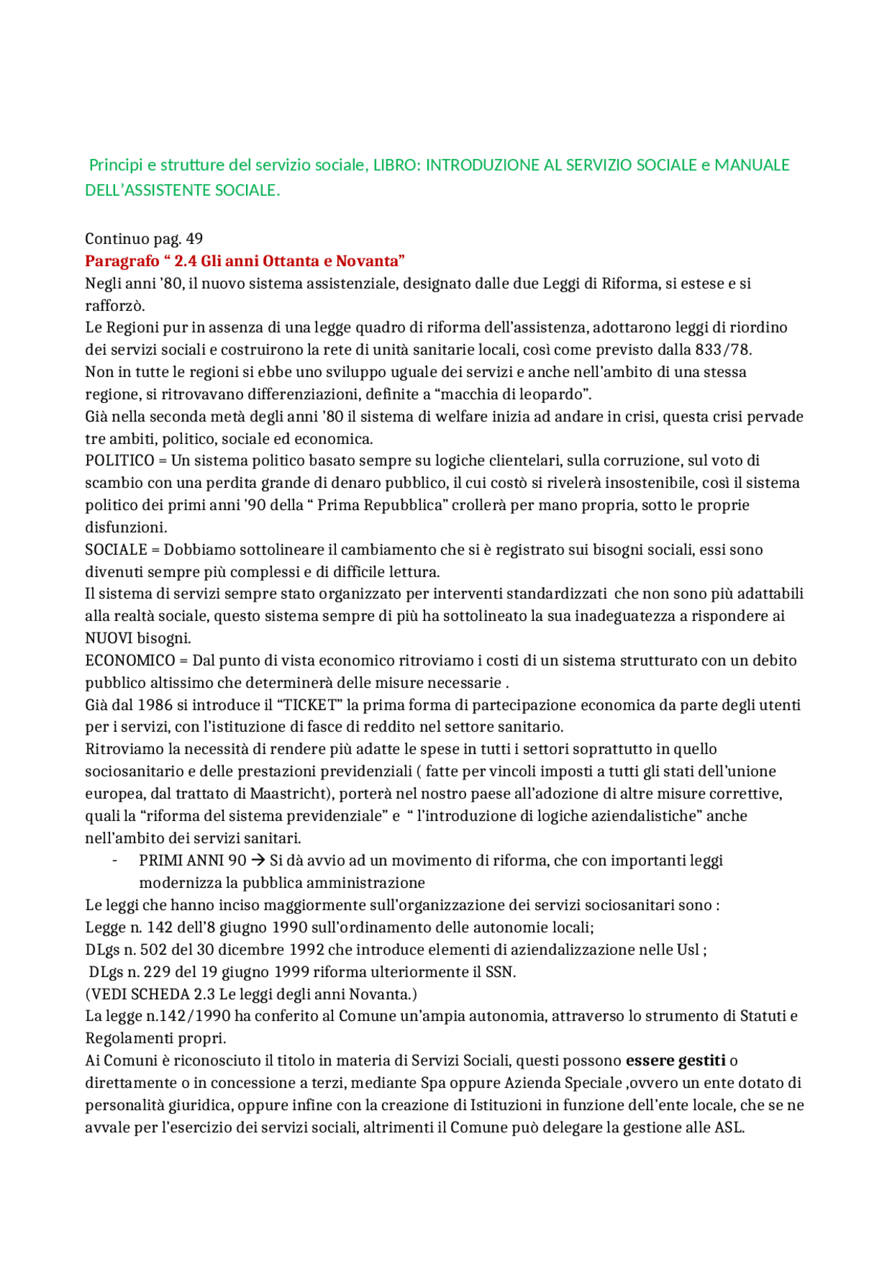 Introduzione Al Servizio Sociale Docsity