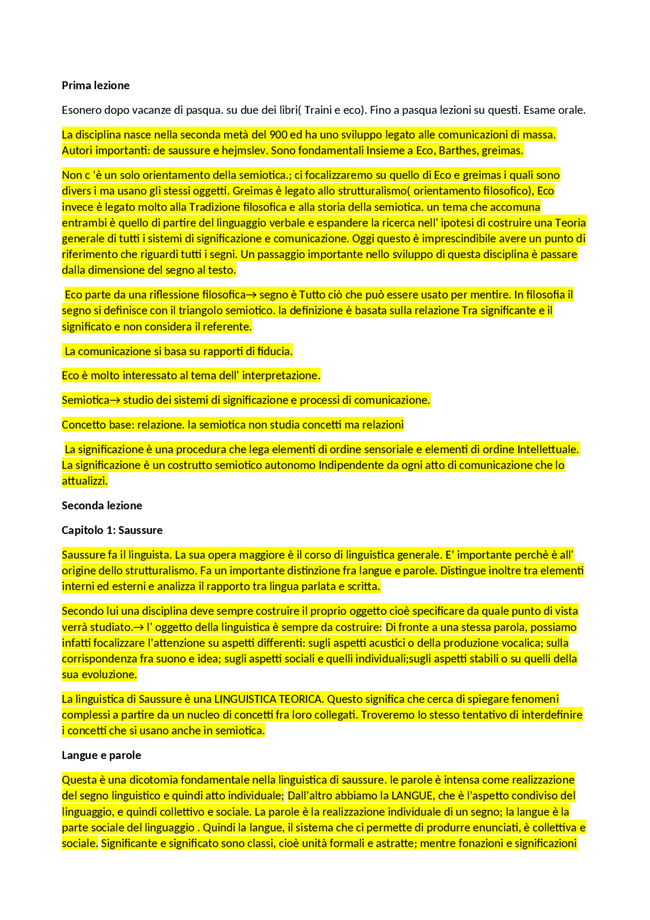 Scienze Semiotiche Del Testo E Dei Linguaggi Docsity
