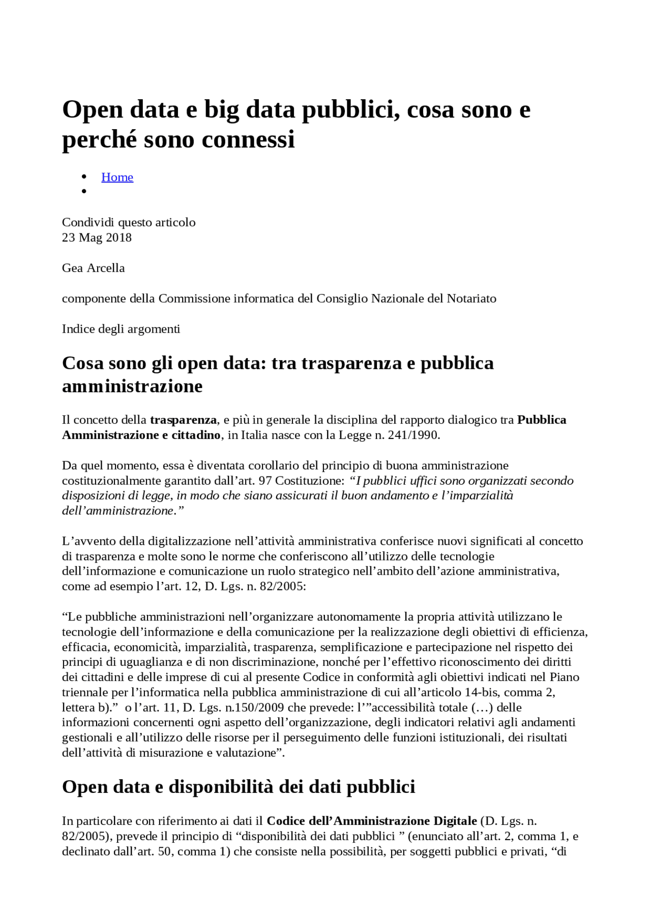Dati Aperti E Big Data Docsity
