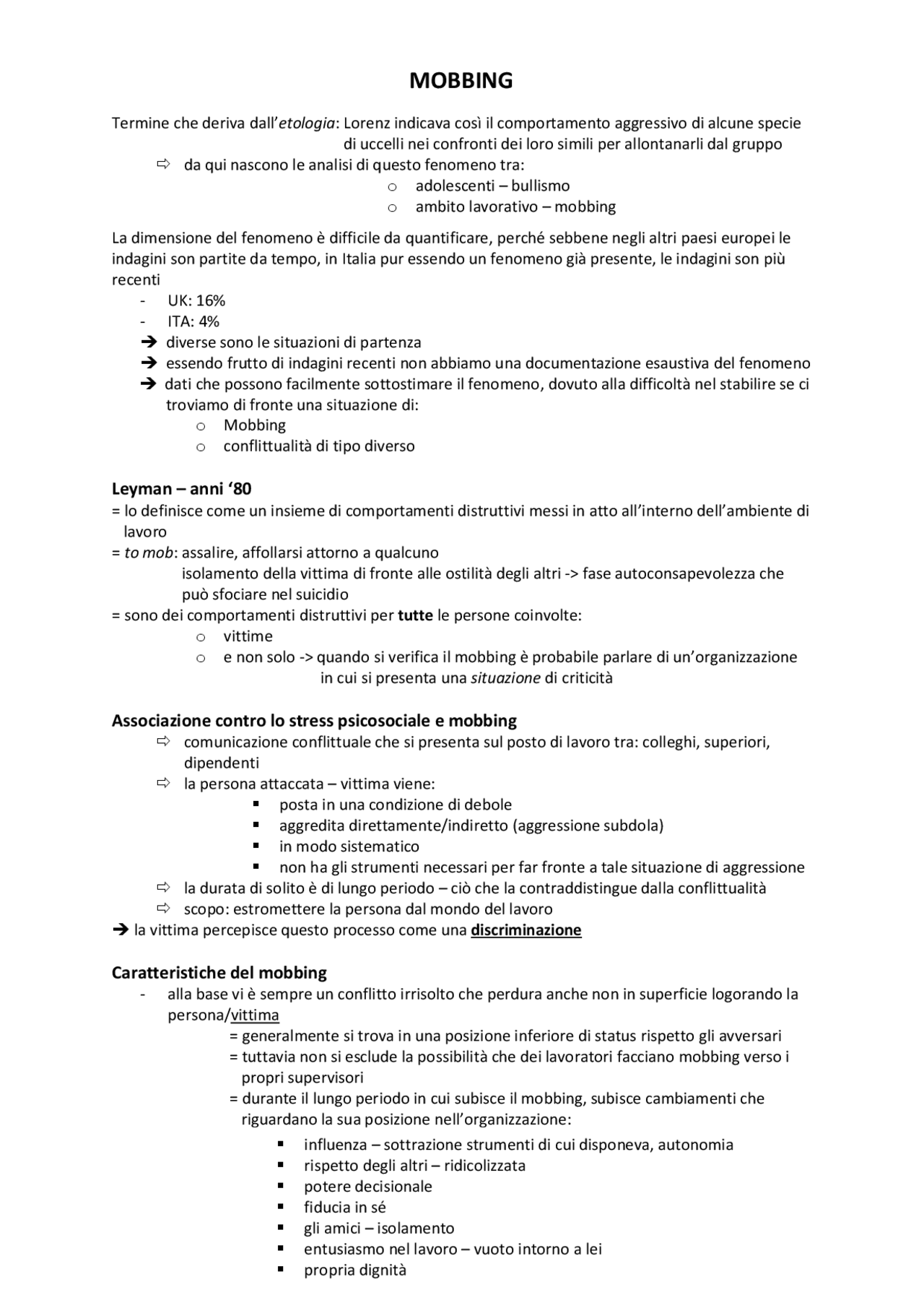 Descrizione Mobbing Docsity