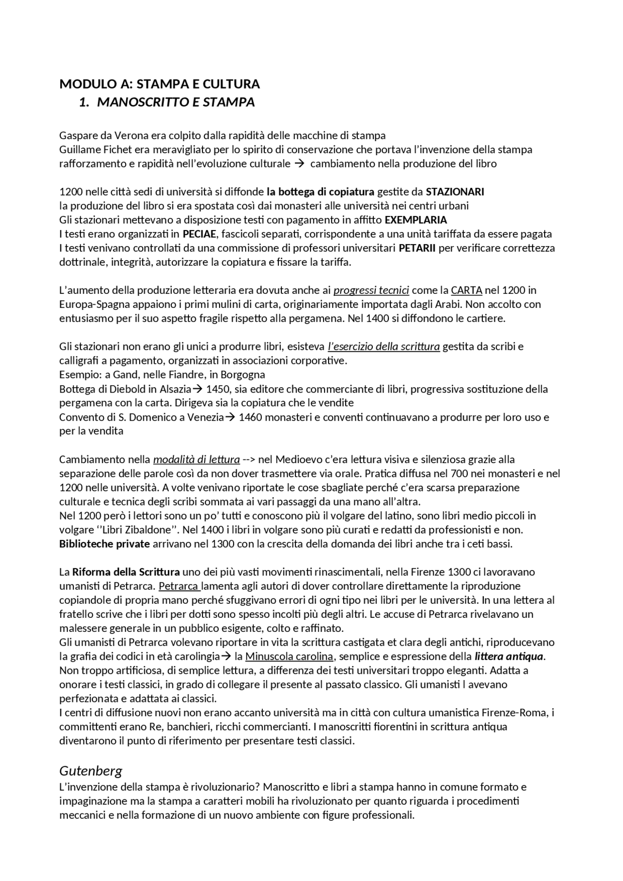 Manuale Di Storia Della Stampa E Editoria Docsity