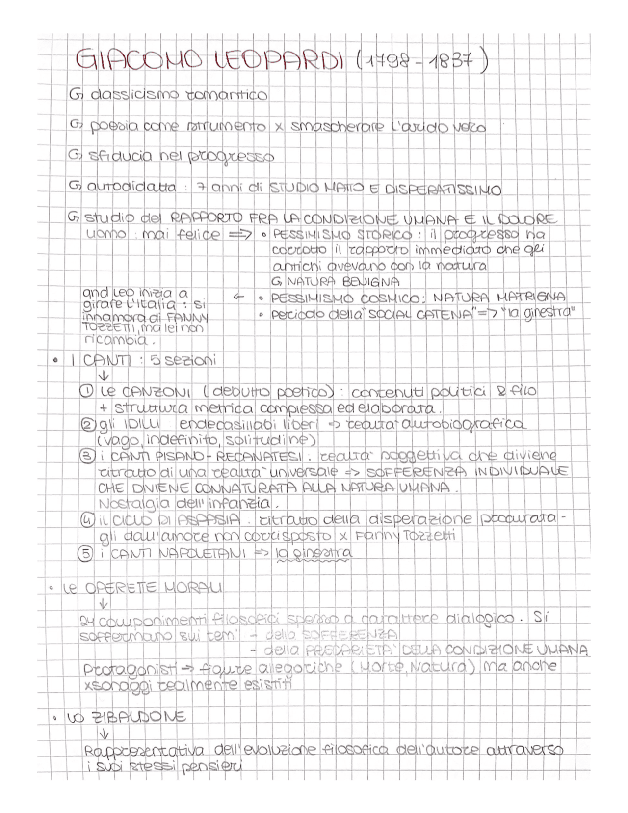 Schemi Per Ripasso Leopardi Docsity