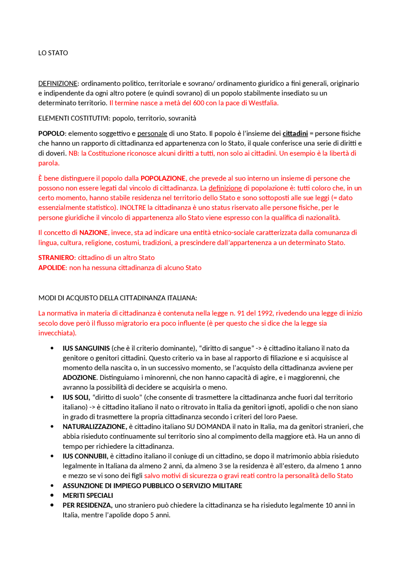 Lo Stato Diritto Pubblico Docsity