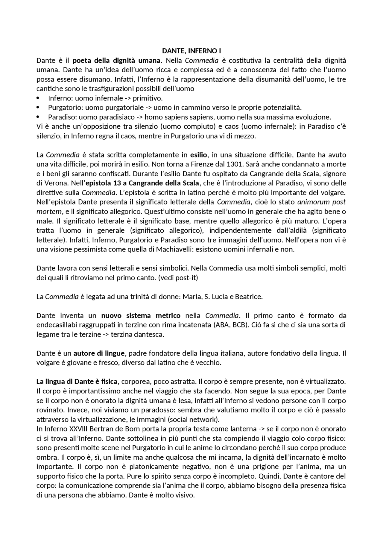 Dante E Le Sue Opere Docsity