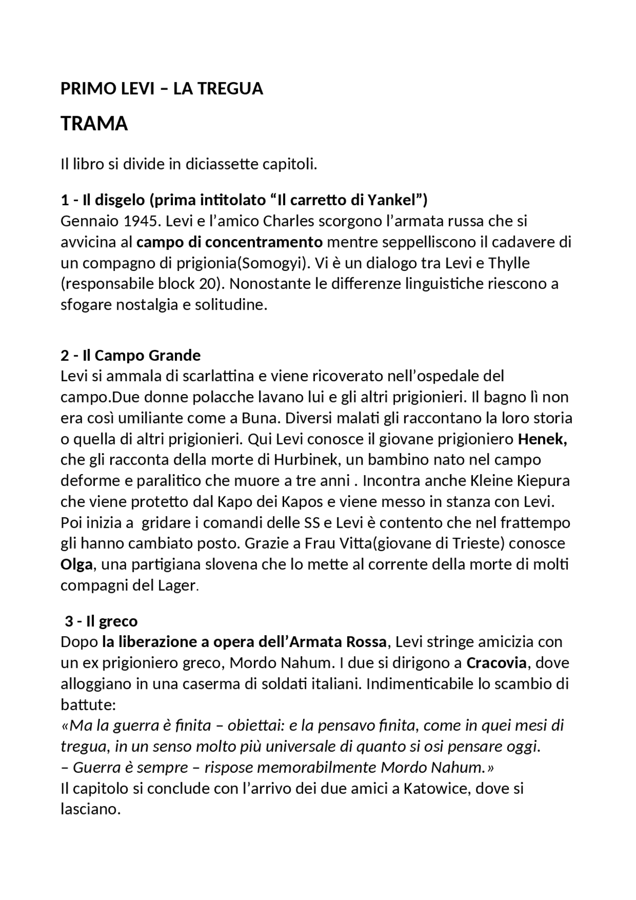 RIASSUNTO DETTAGLIATO DI "LA TREGUA" DI PRIMO LEVI | Sintesi del corso ...