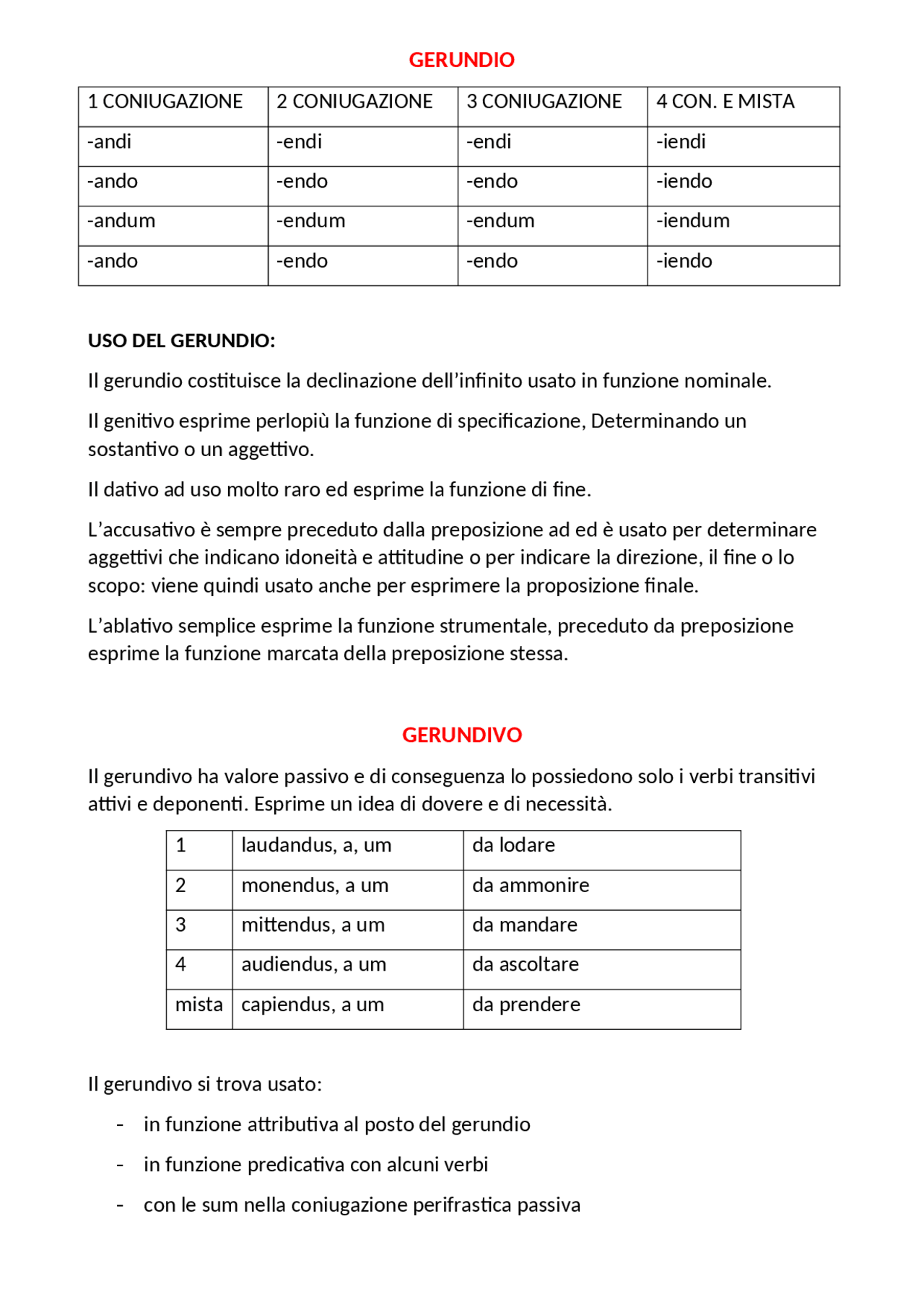 GERUNDIO CONIUGAZIONE - Docsity