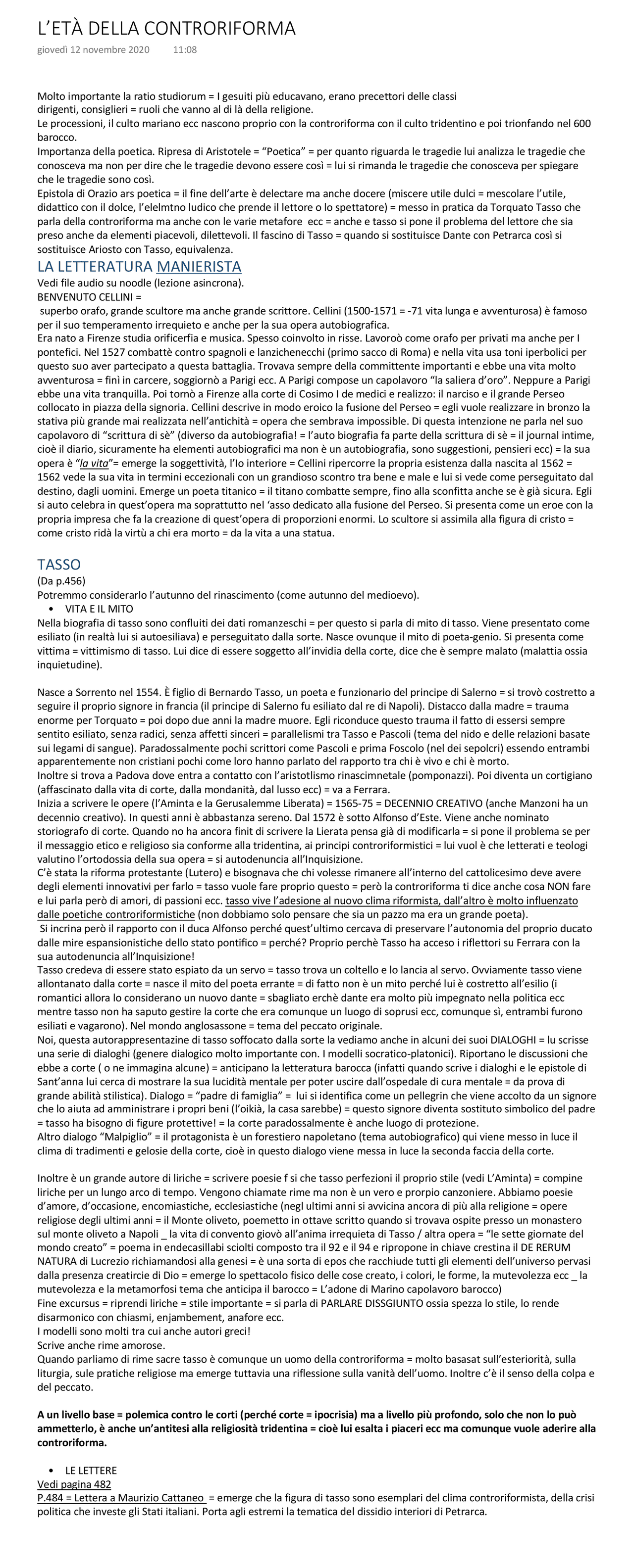 Eta Della Controriforma Docsity