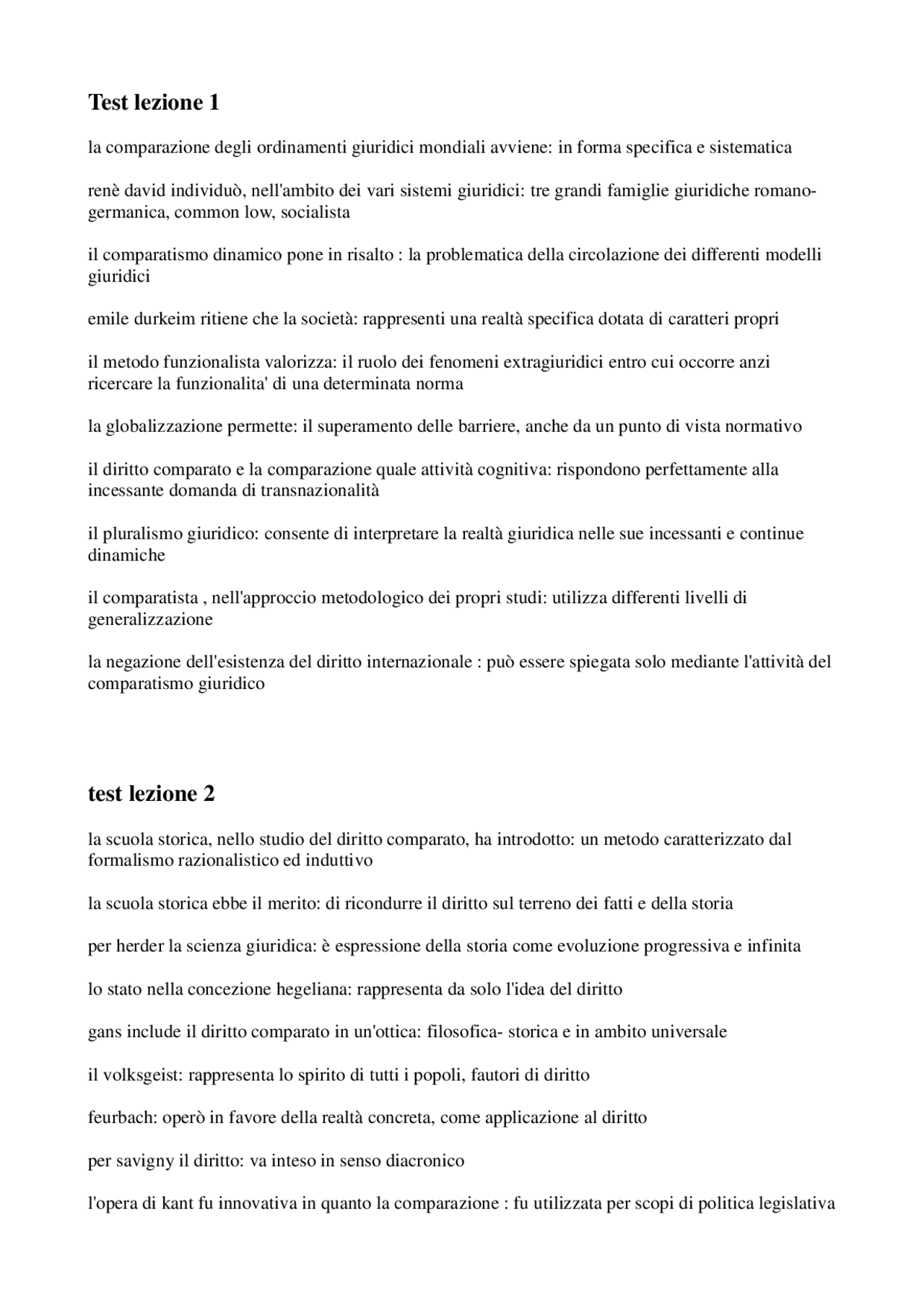 Test Diritto Privato Comparato Unipegaso Docsity