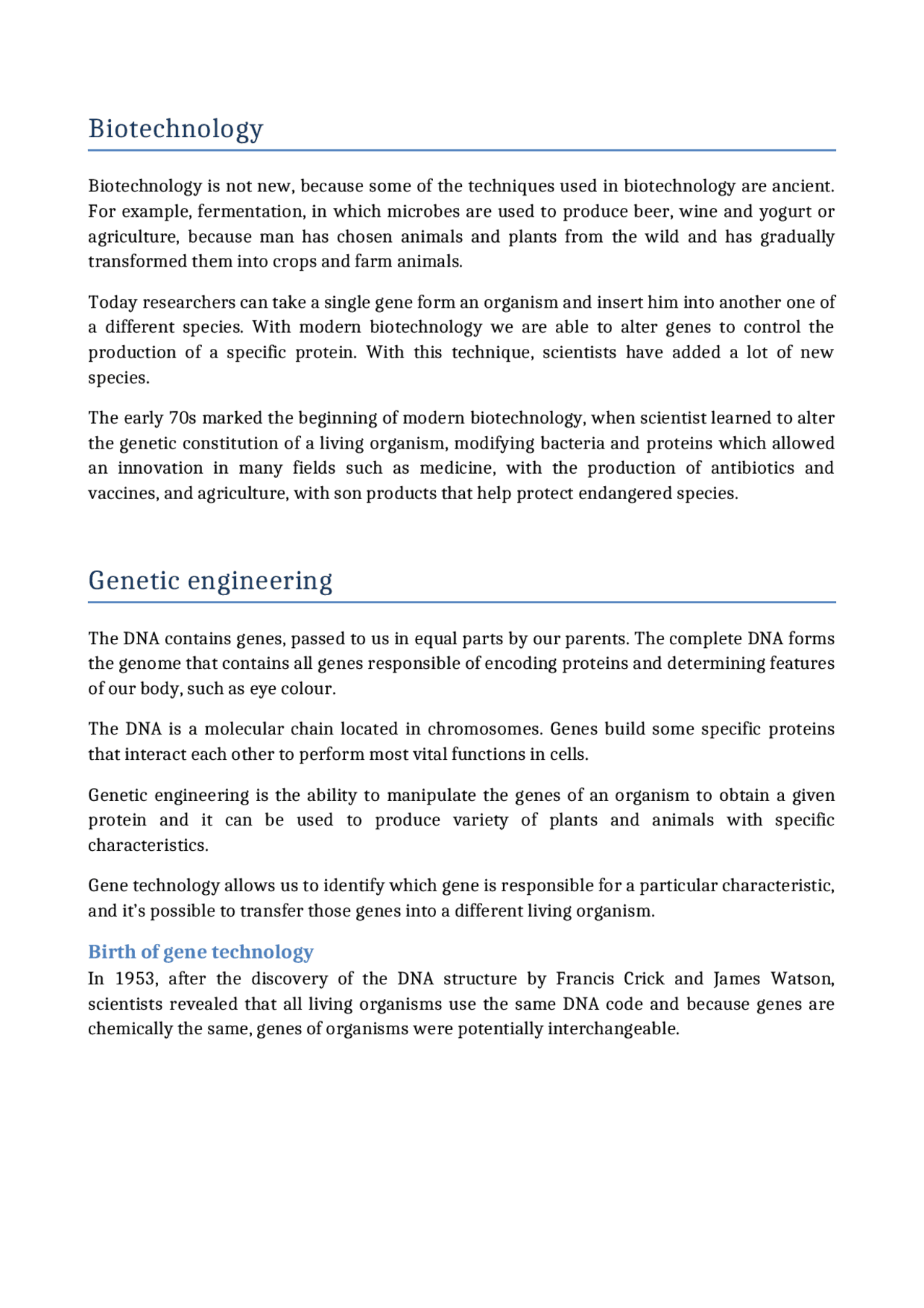 Biotechnology And Genetic Engineering Docsity