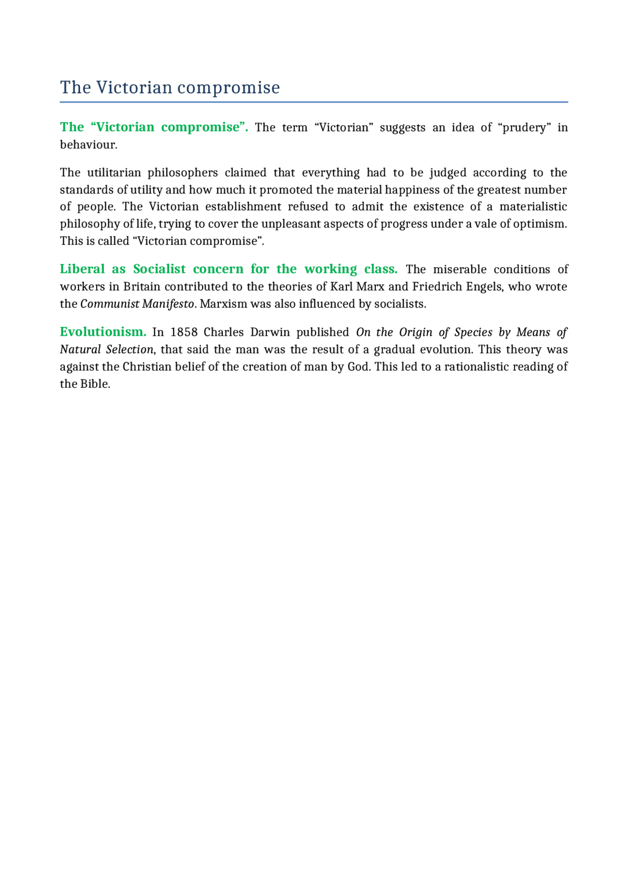 The Victorian compromise - Docsity