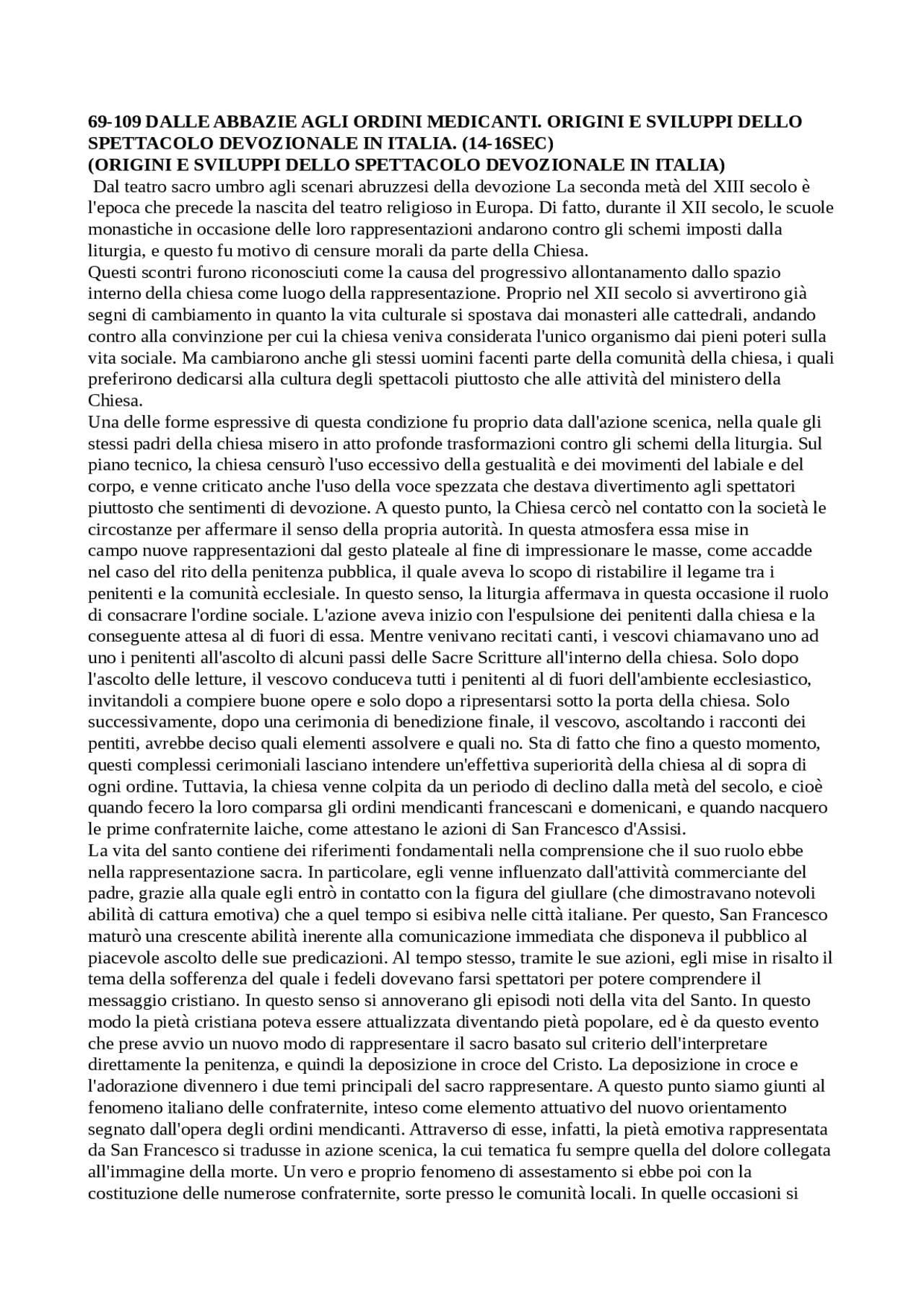 Il Sacro E La Scena Sintesi Docsity