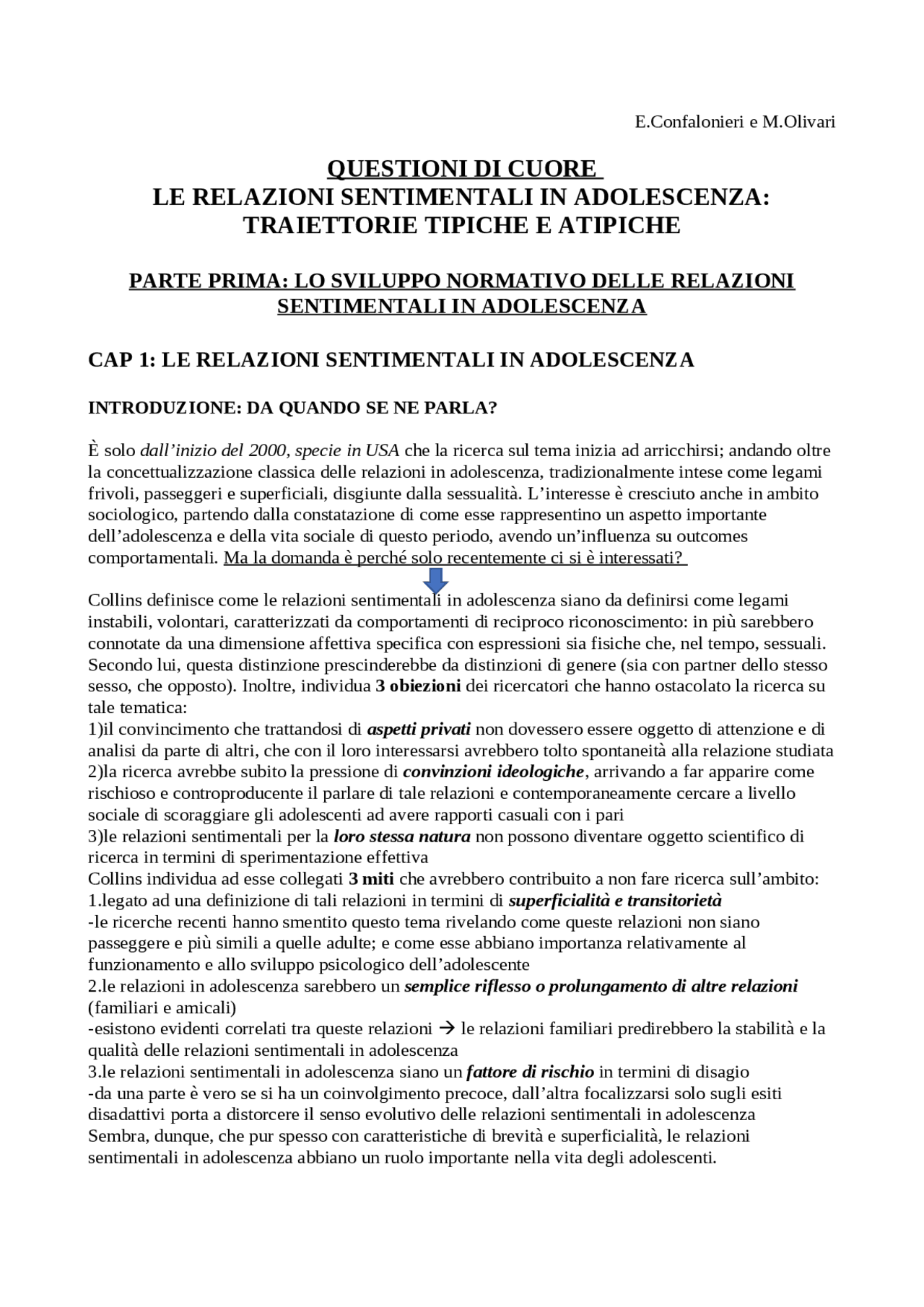 Riassunto Completo Questioni Di Cuore Docsity