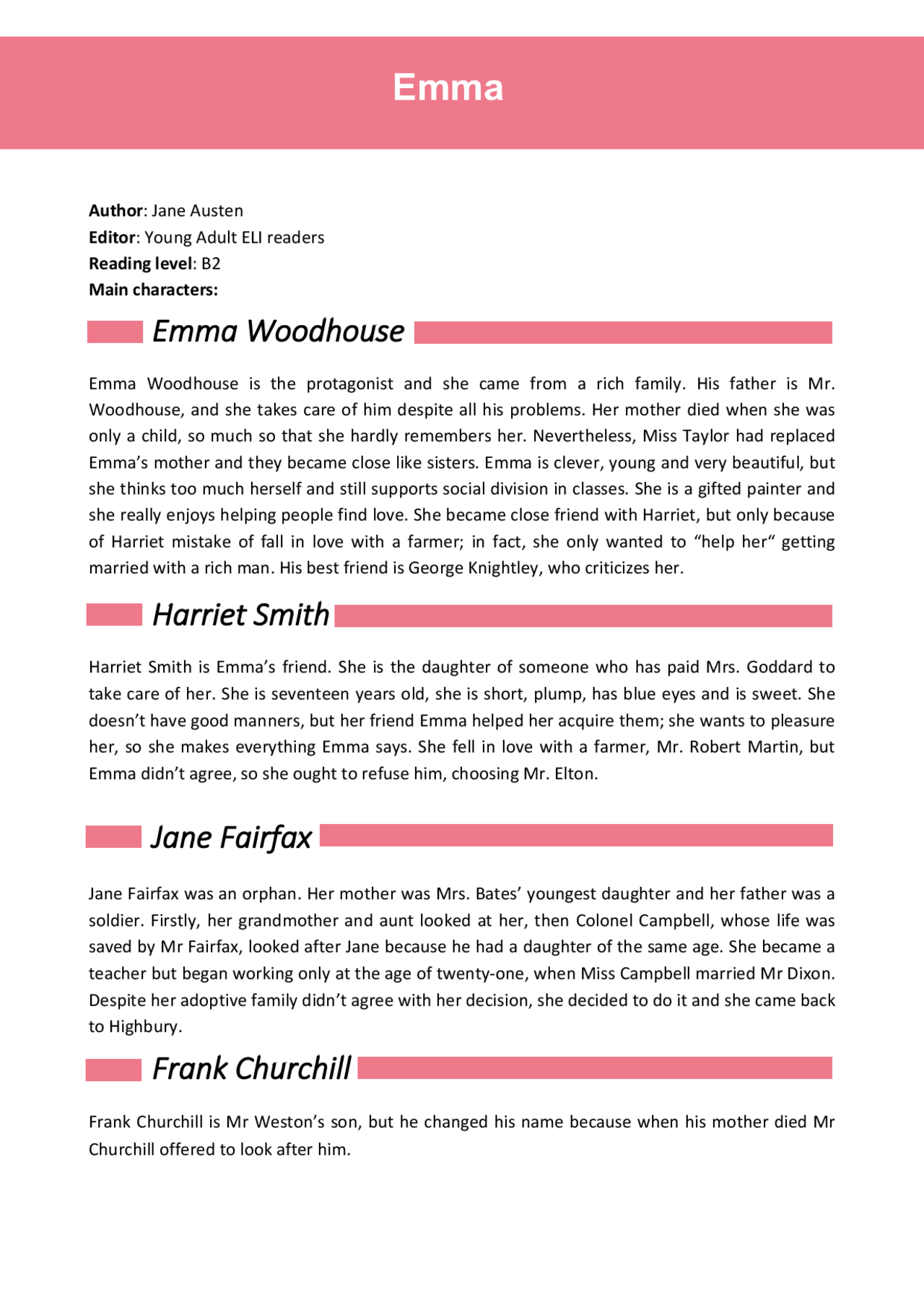 Emma Scheda Libro Jane Austen Docsity