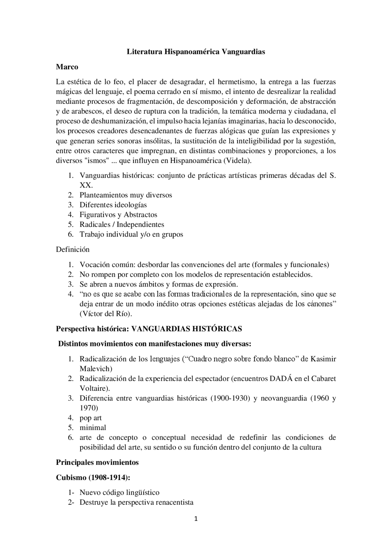 Apuntes Poetas Vanguardias Literatura Hispanoamericana | Study notes of ...