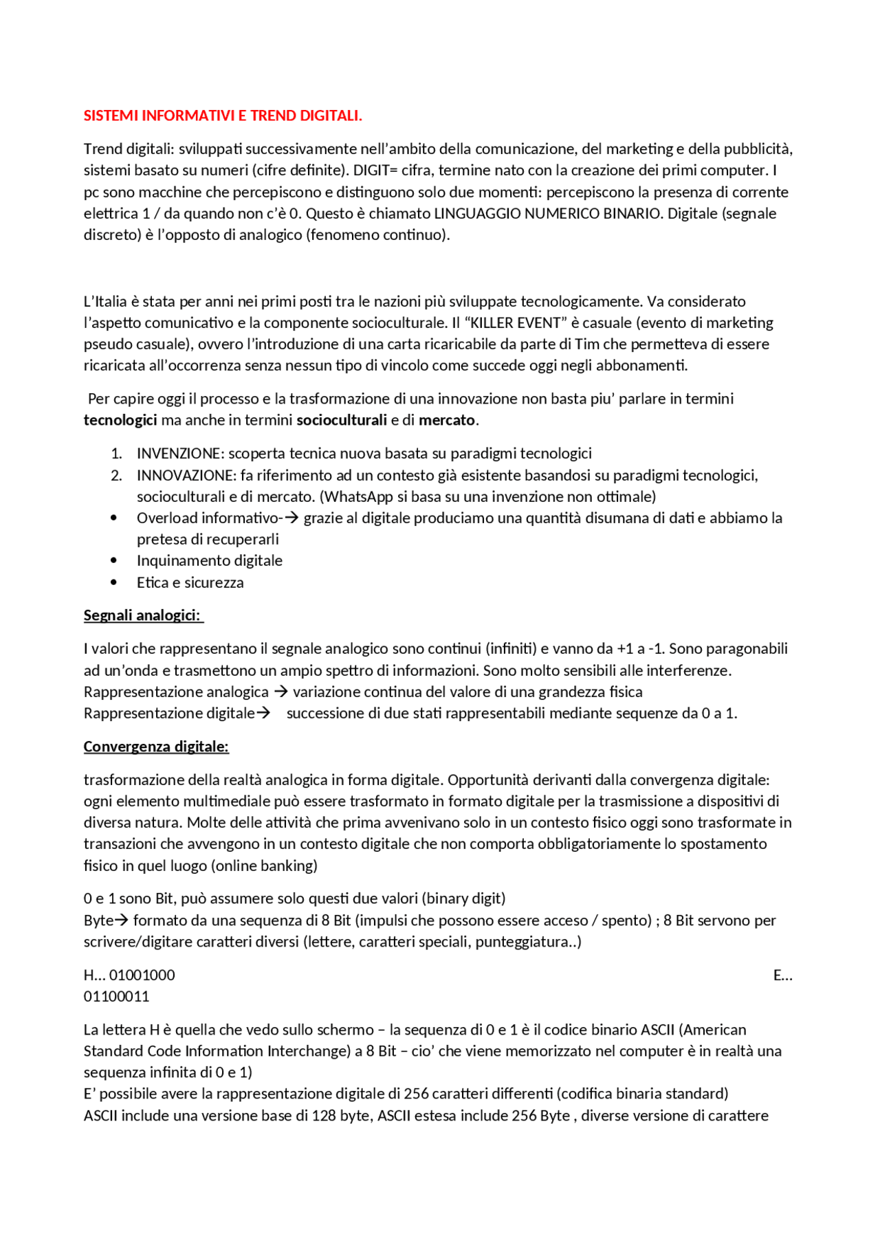 Sistemi Informativi E Trend Digitali Docsity