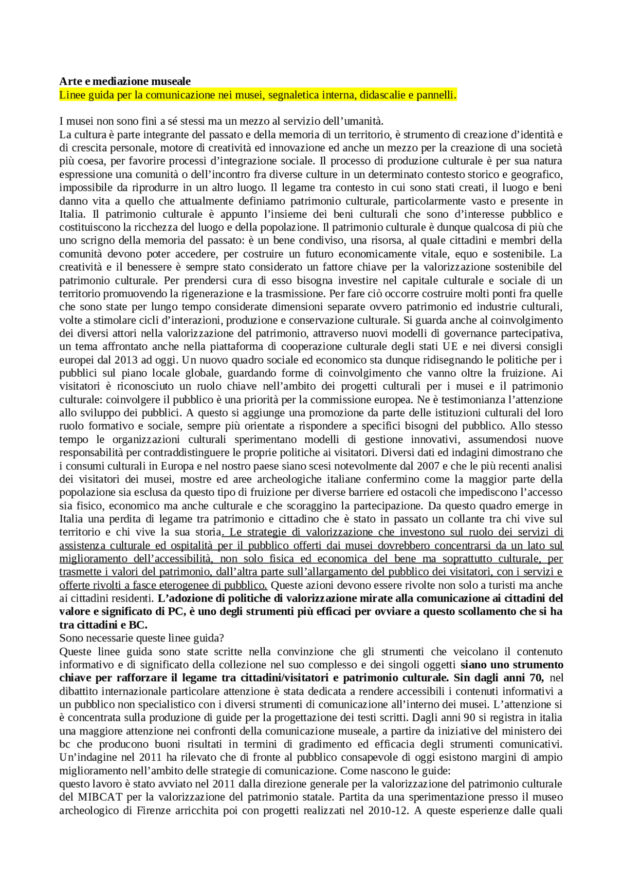 Linee Guida Del Mibact Docsity