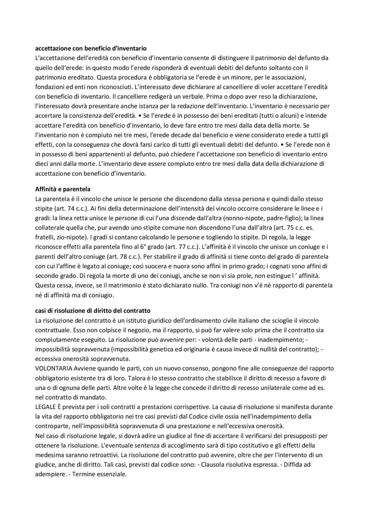 PANIERE ECAMPUS (DOMANDE APERTE) - DIRITTO PRIVATO - Filippelli Michele - Docsity