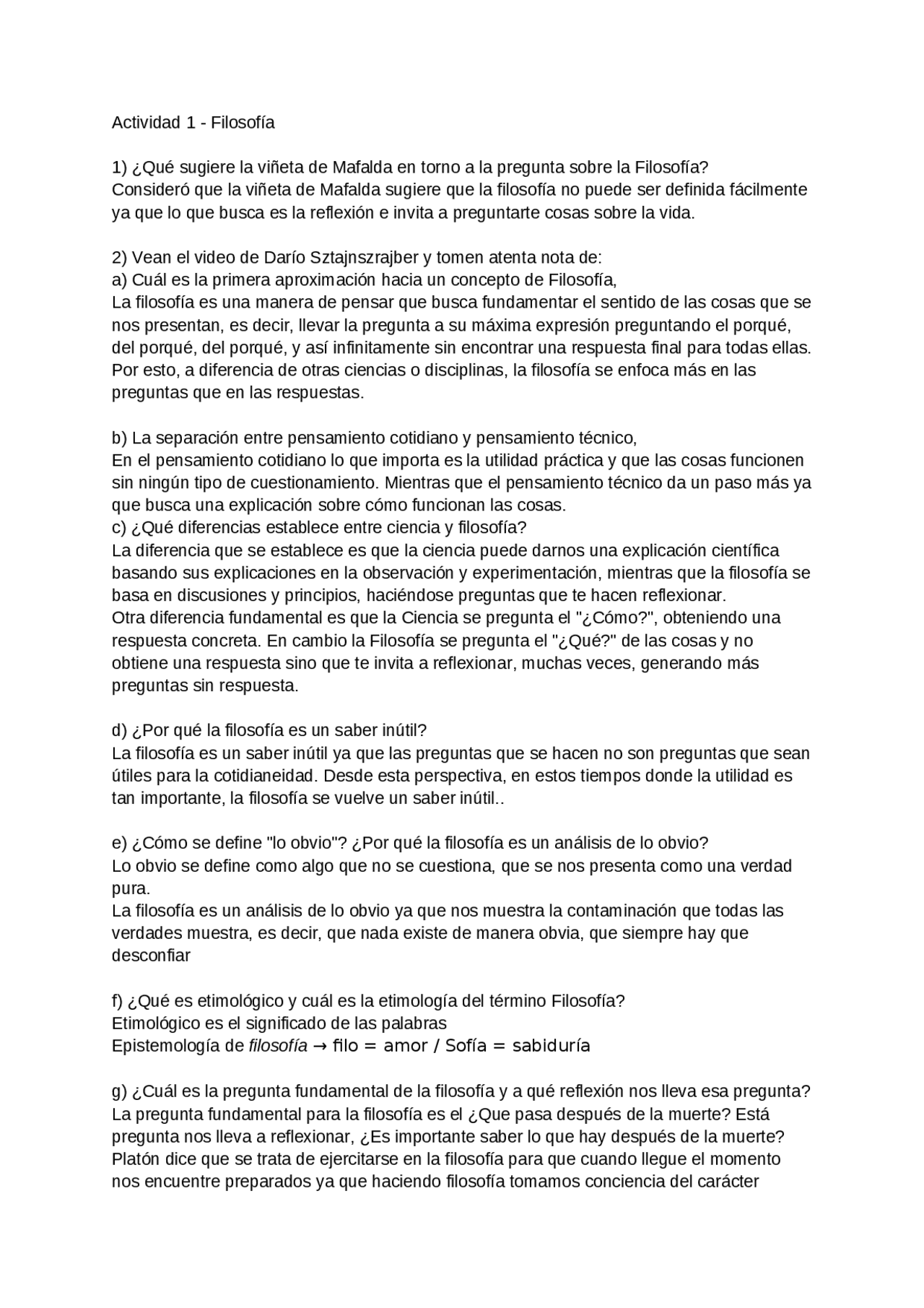 Filosofía conceptos básicos - Docsity