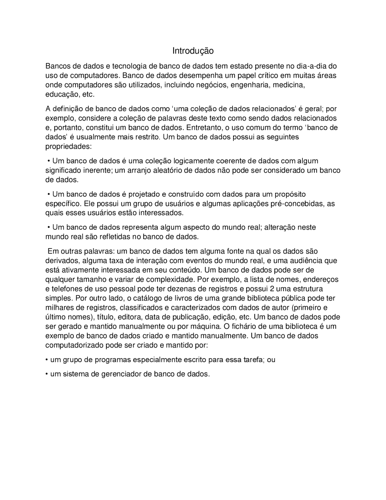Introdução A Banco De Dados Docsity