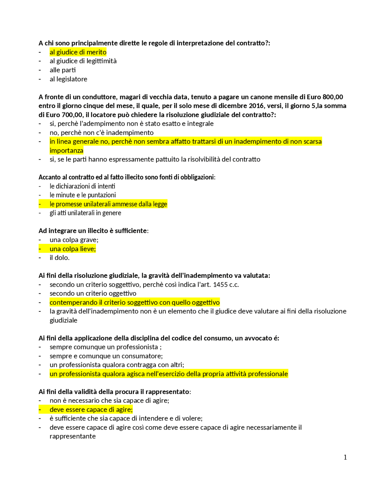 Diritto Civile Unicusano Test Completo Docsity
