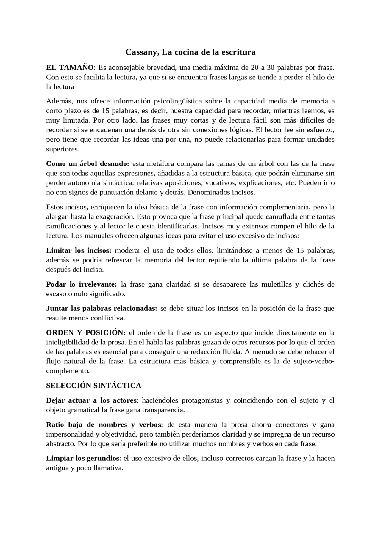 La cocina de la escritura - Docsity