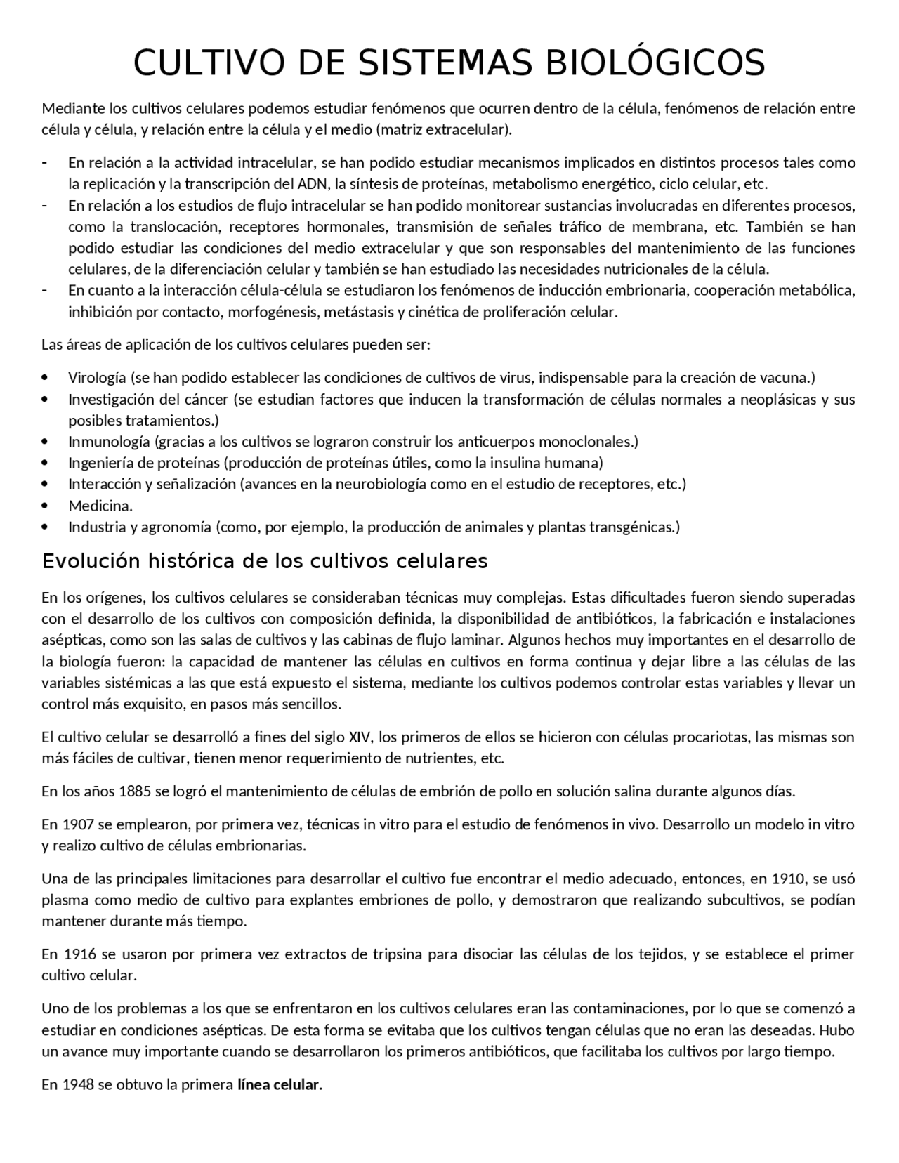 Cultivo De Sistemas Biológicos Docsity