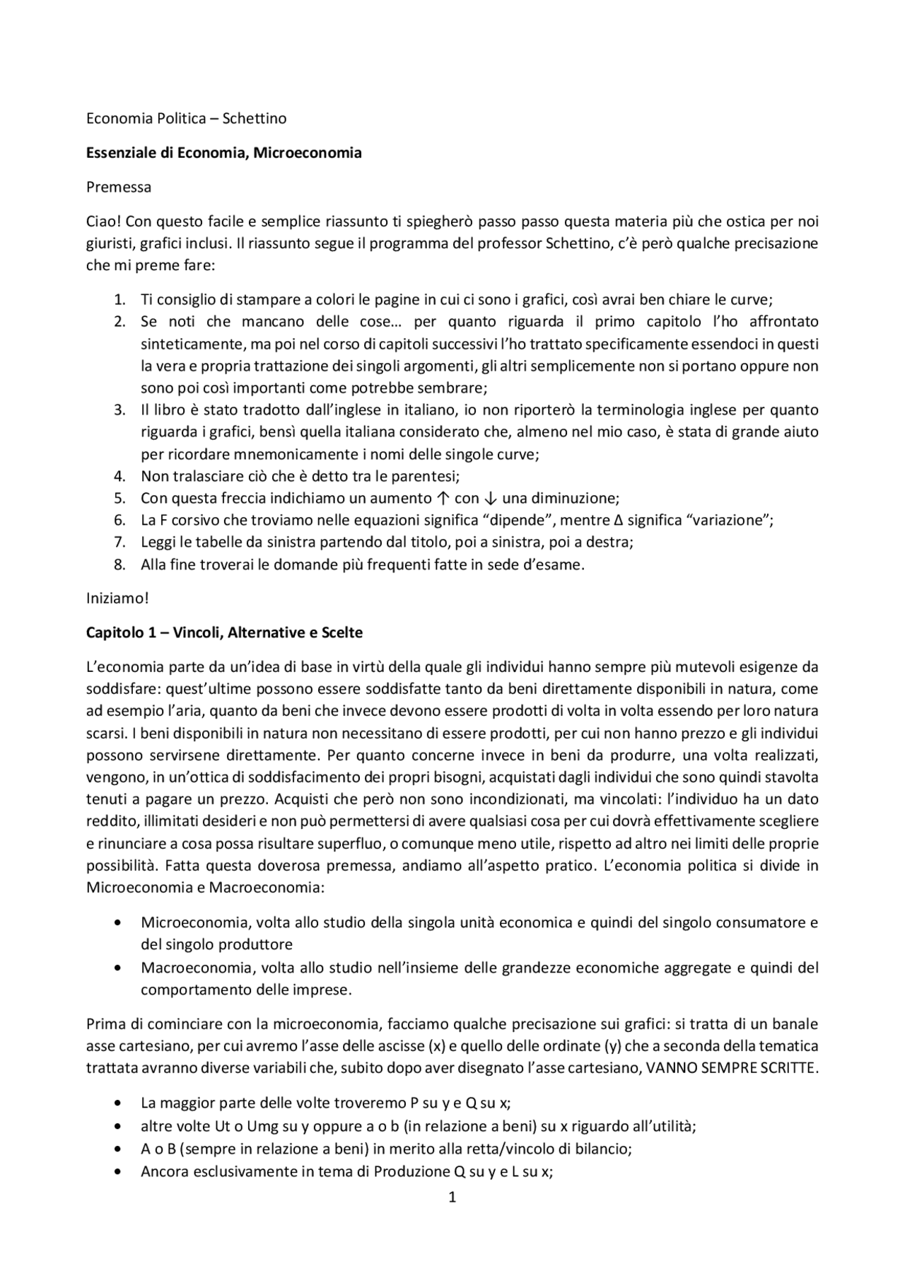 Microeconomia Prima Parte Docsity