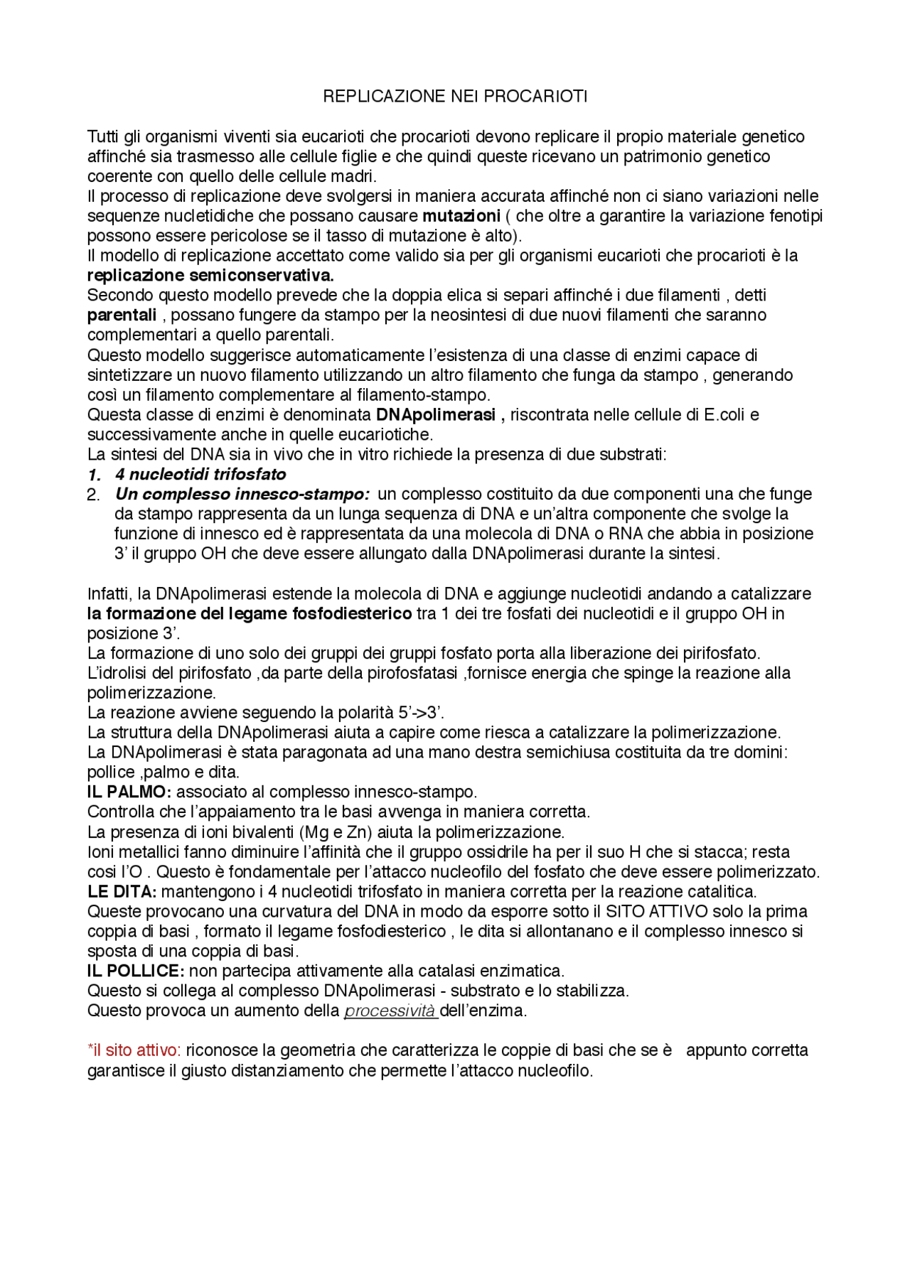 Replicazione Dna Procarioti Dispense Di Biologia Molecolare Docsity