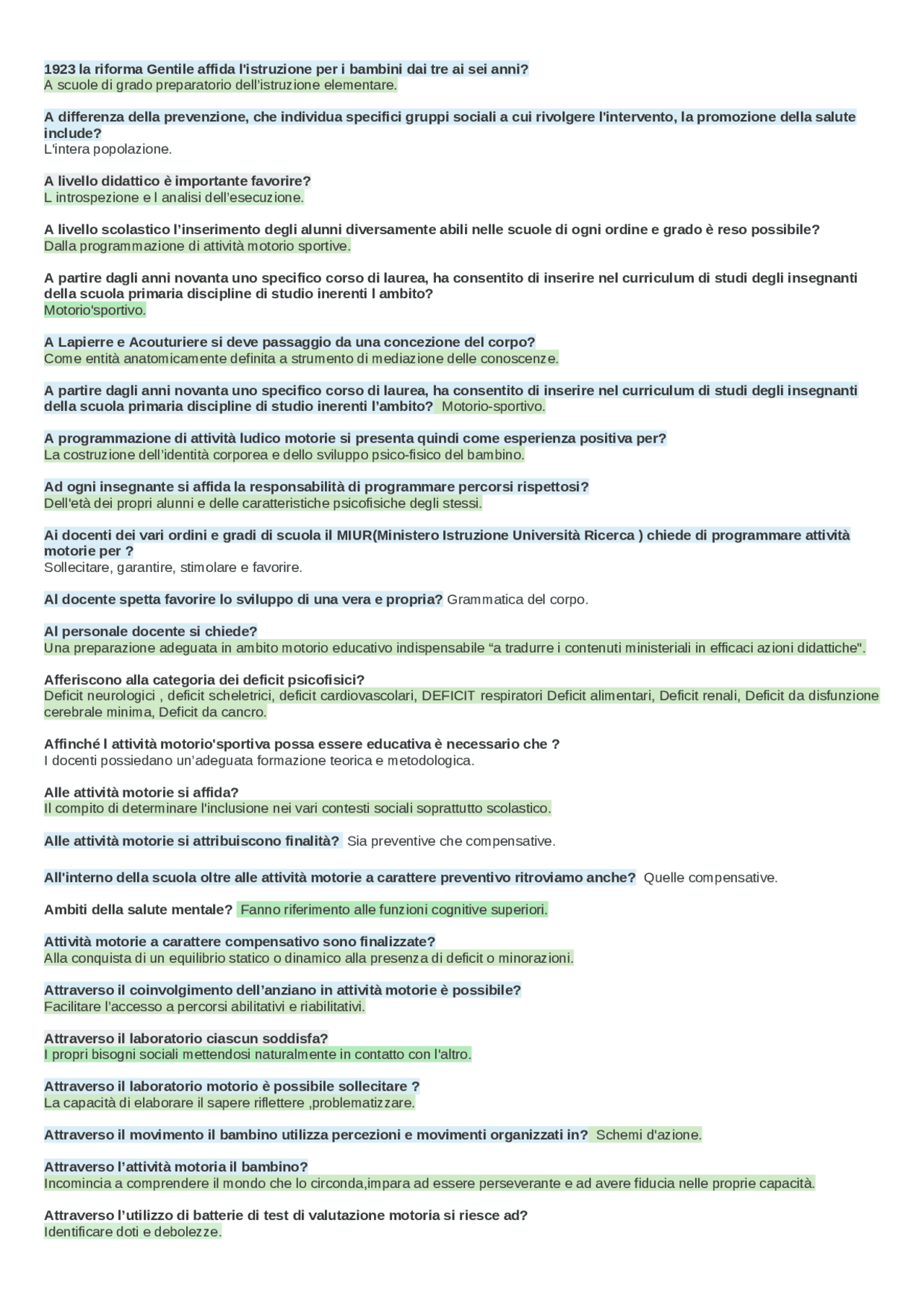 Test Autovalutazione Docsity