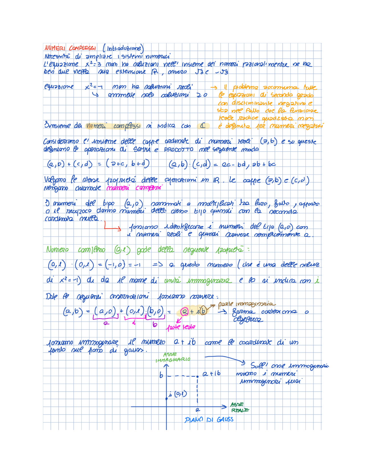 Matematica Numeri Complessi Docsity
