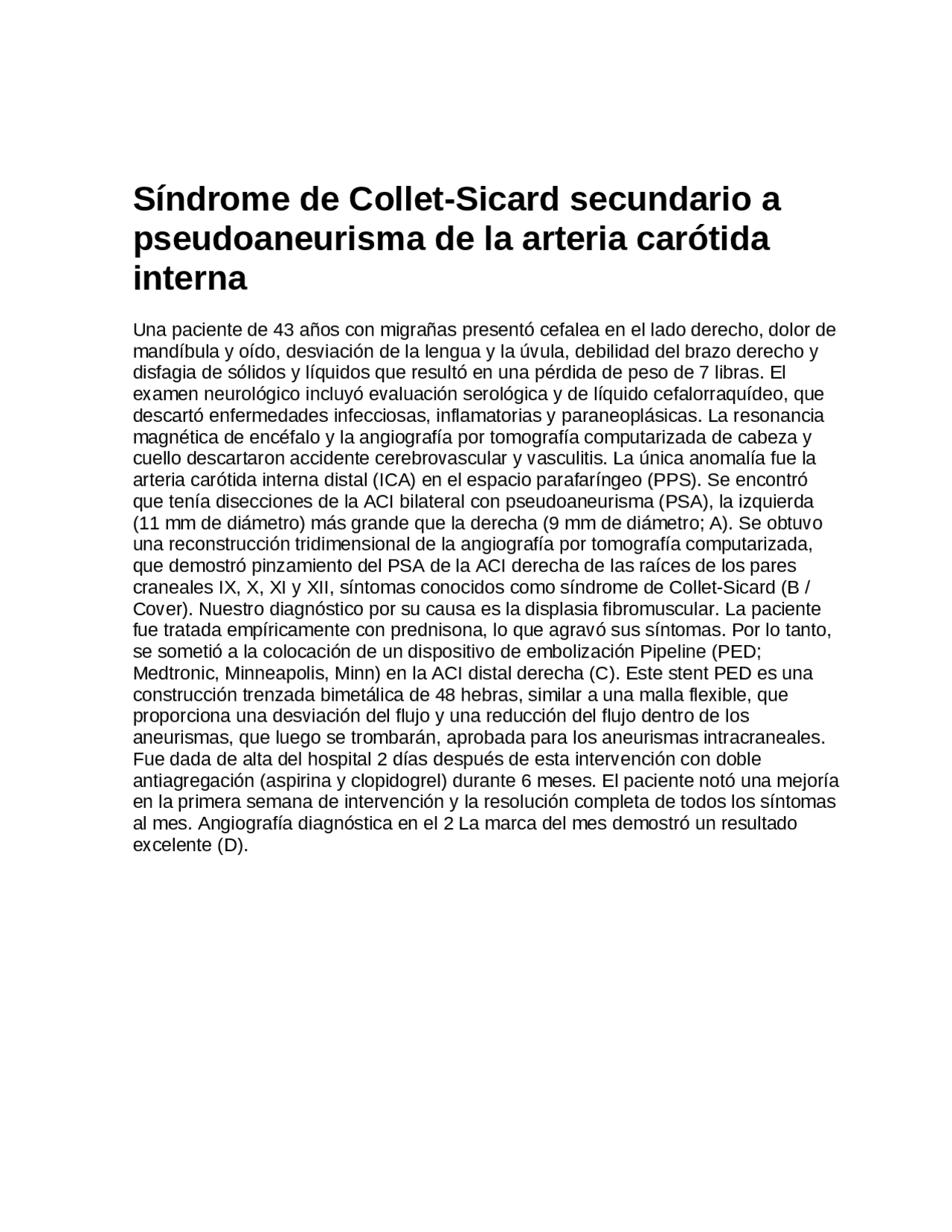 Sindrome de collet sicard - Docsity