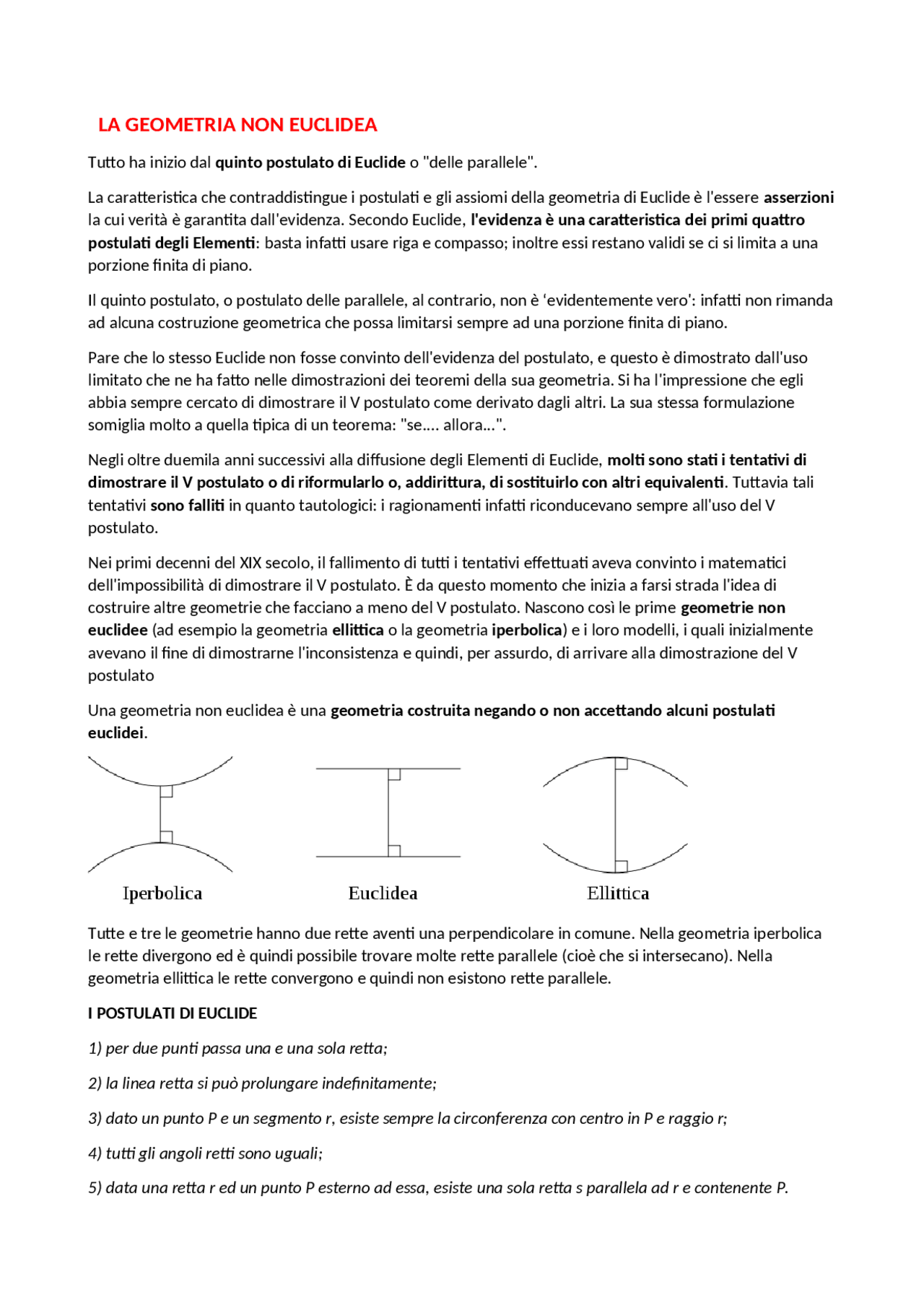 La Geometria Non Euclidea Docsity