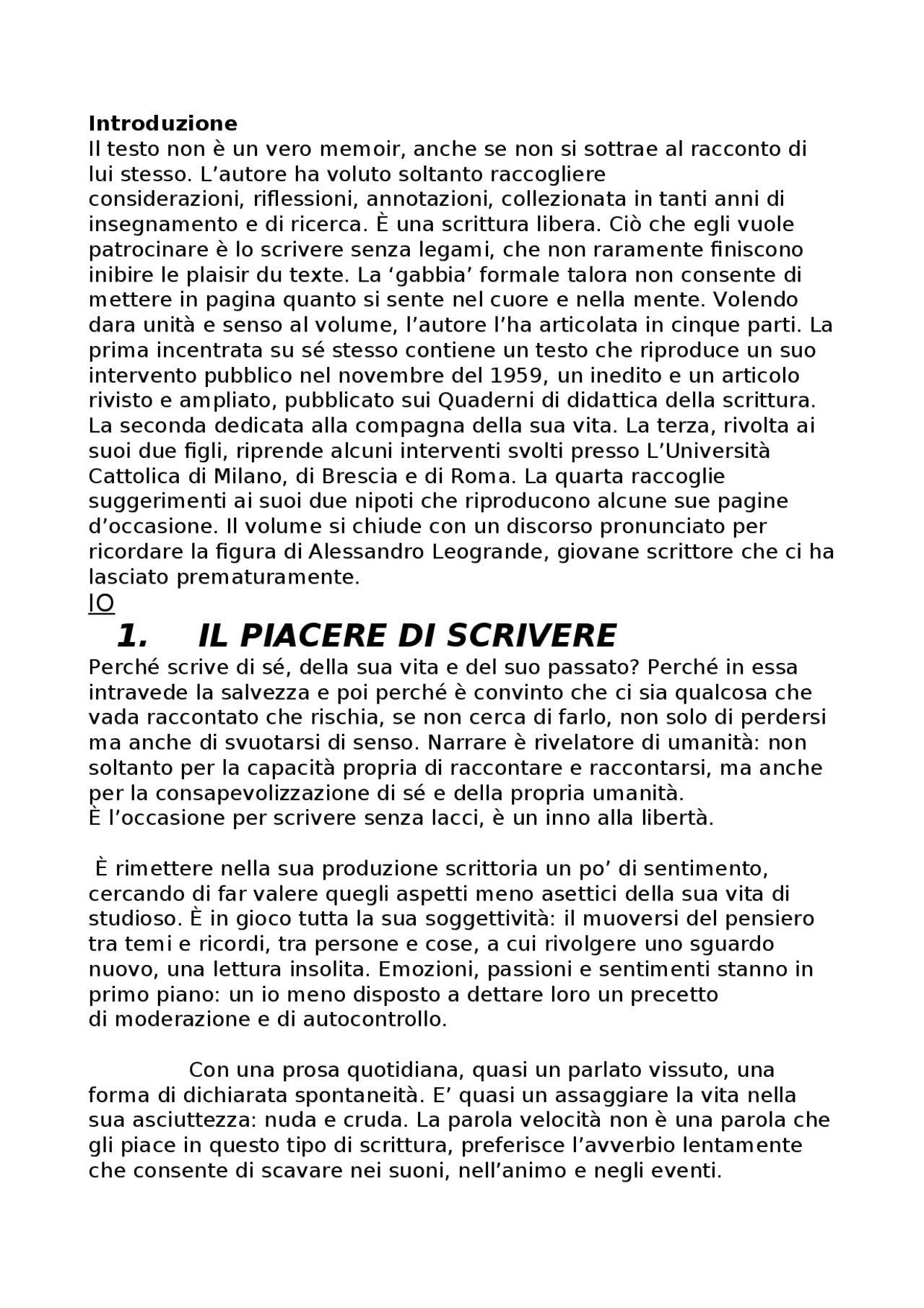Senza Lacci Le Plaisir Du Texte Docsity