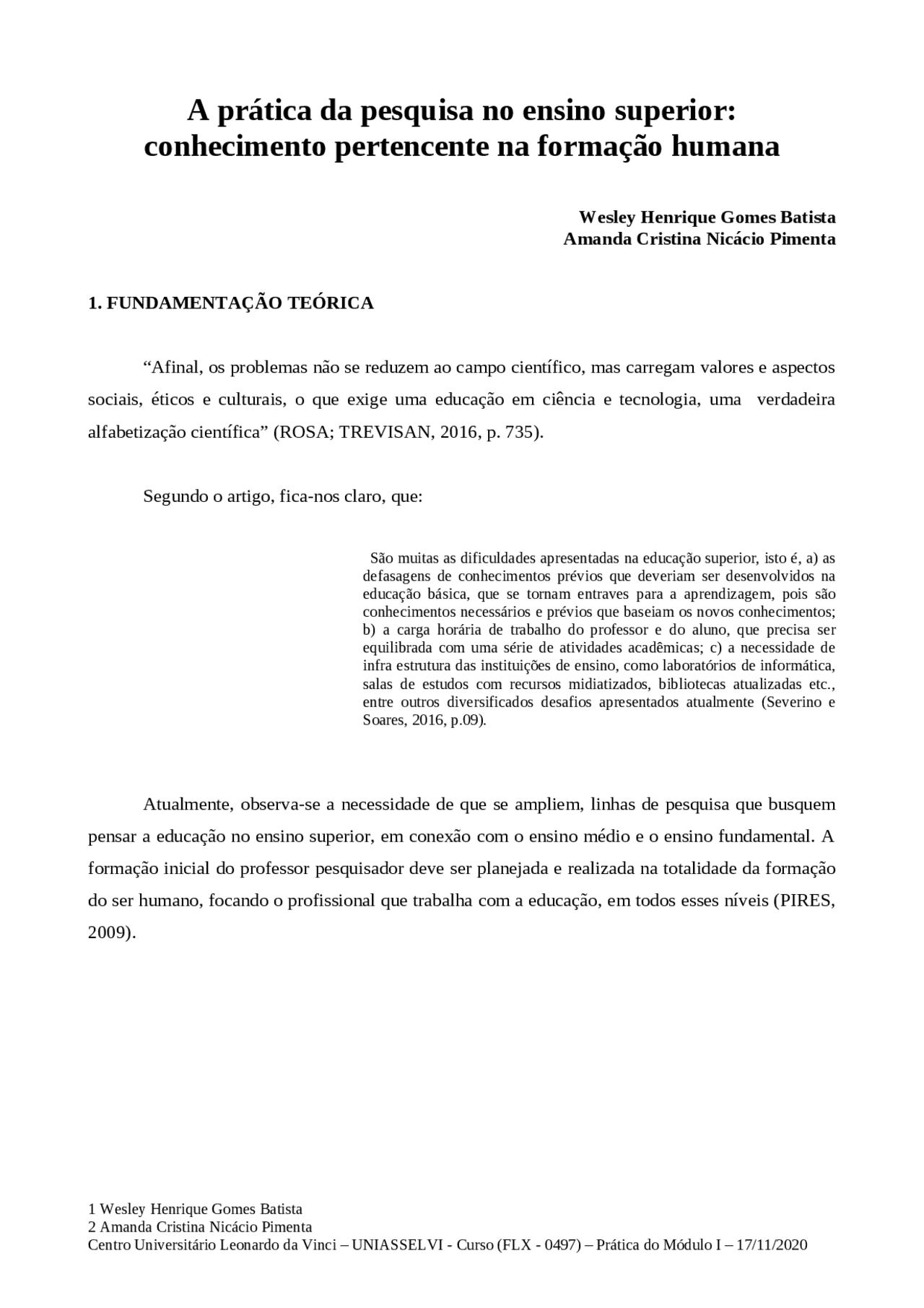 Modelo De Paper Uniasselvi Trabalhos Método De Ensino Docsity