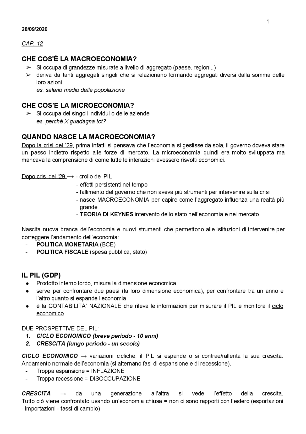 Appunti Macroeconomia 2020 - Pacelli- Scienze della Comunicazione ...